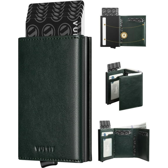 Pop up Card Wallet Minimalist Wallets RFID Blocking Leather Credit Card ...