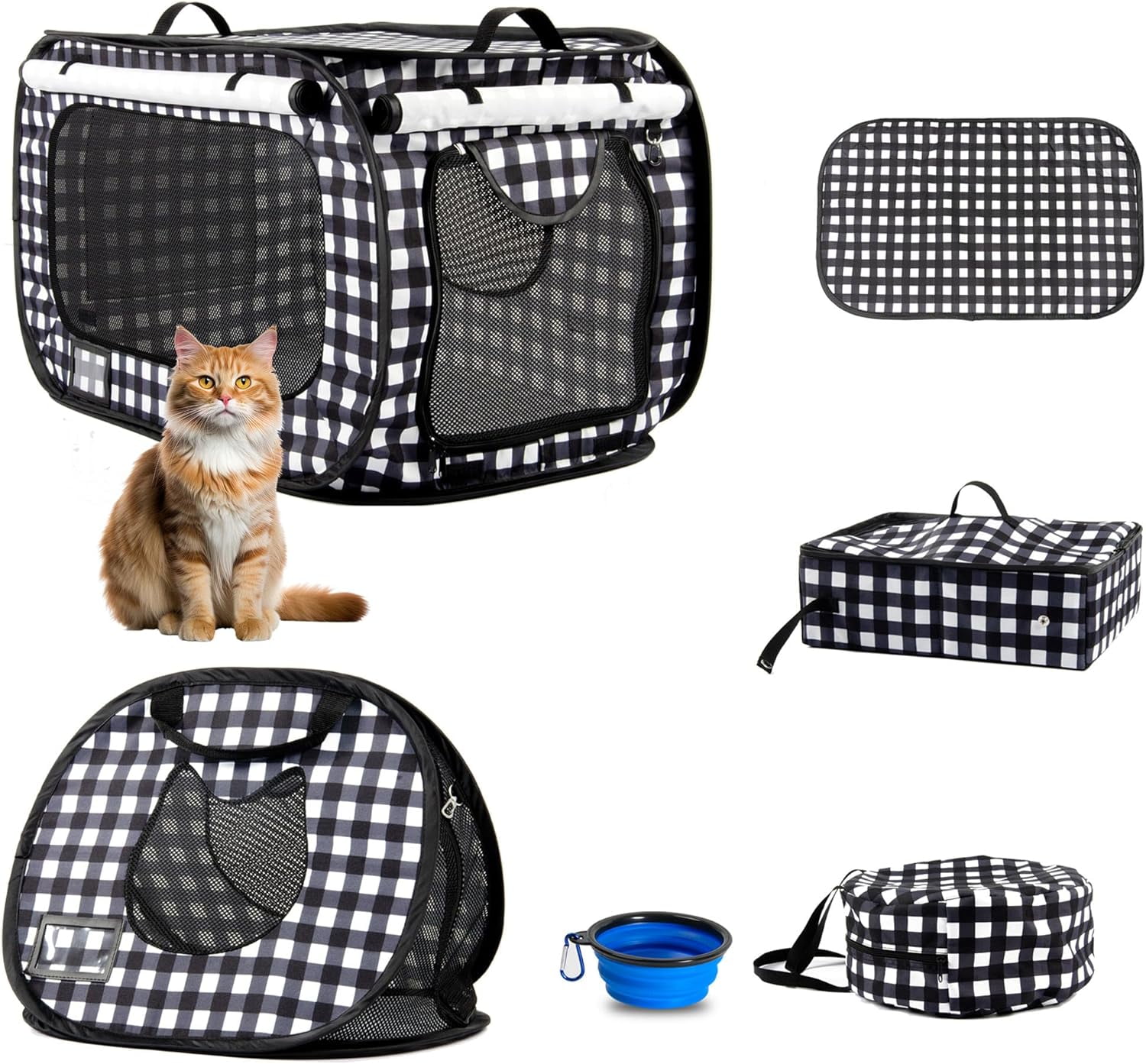 Pop up Cat Tent Dog House,Large Kennel Soft Crates with Portable Cat ...