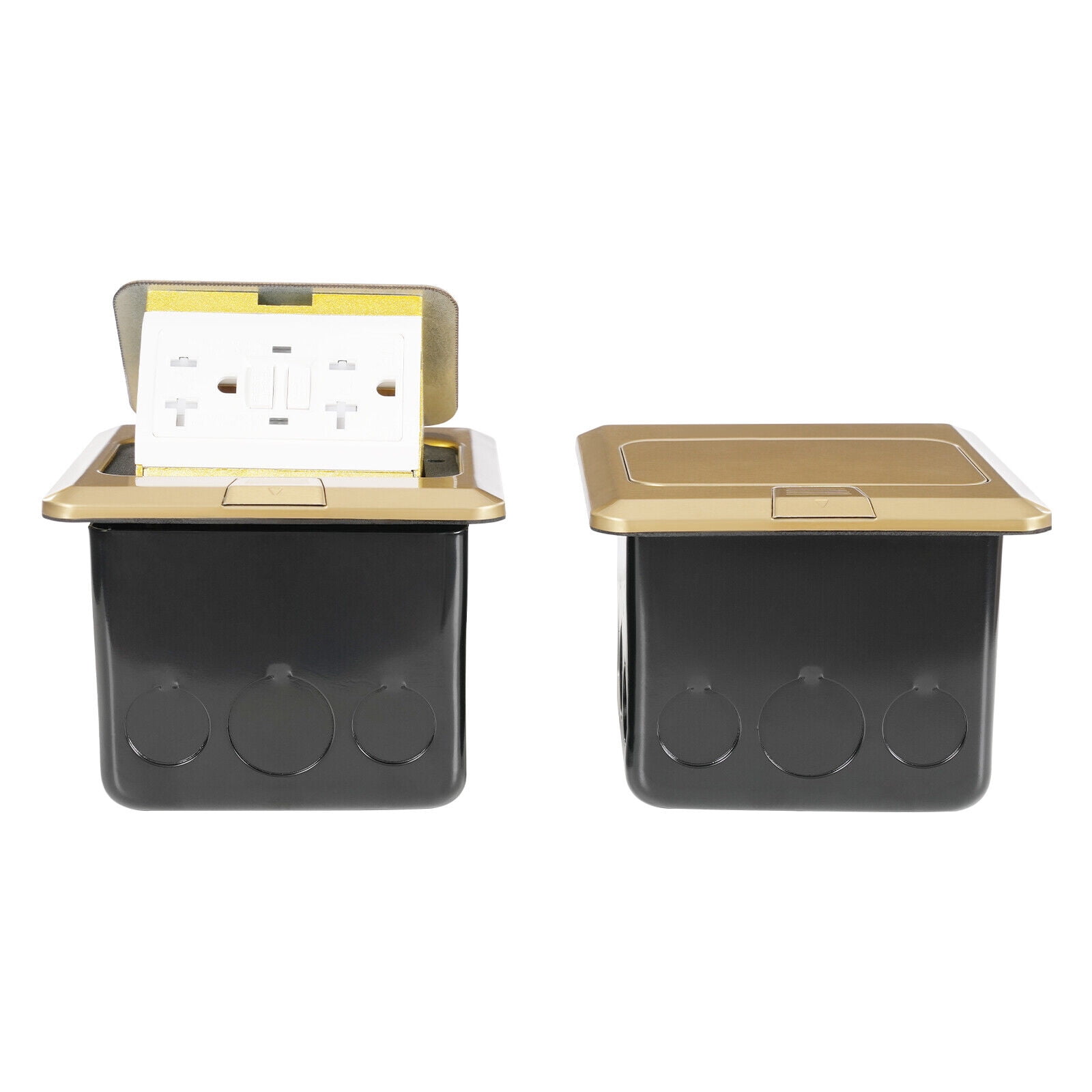 Pop up Floor Outlet Sockets, 2PCS Square Hidden Sockets Gold Floor ...