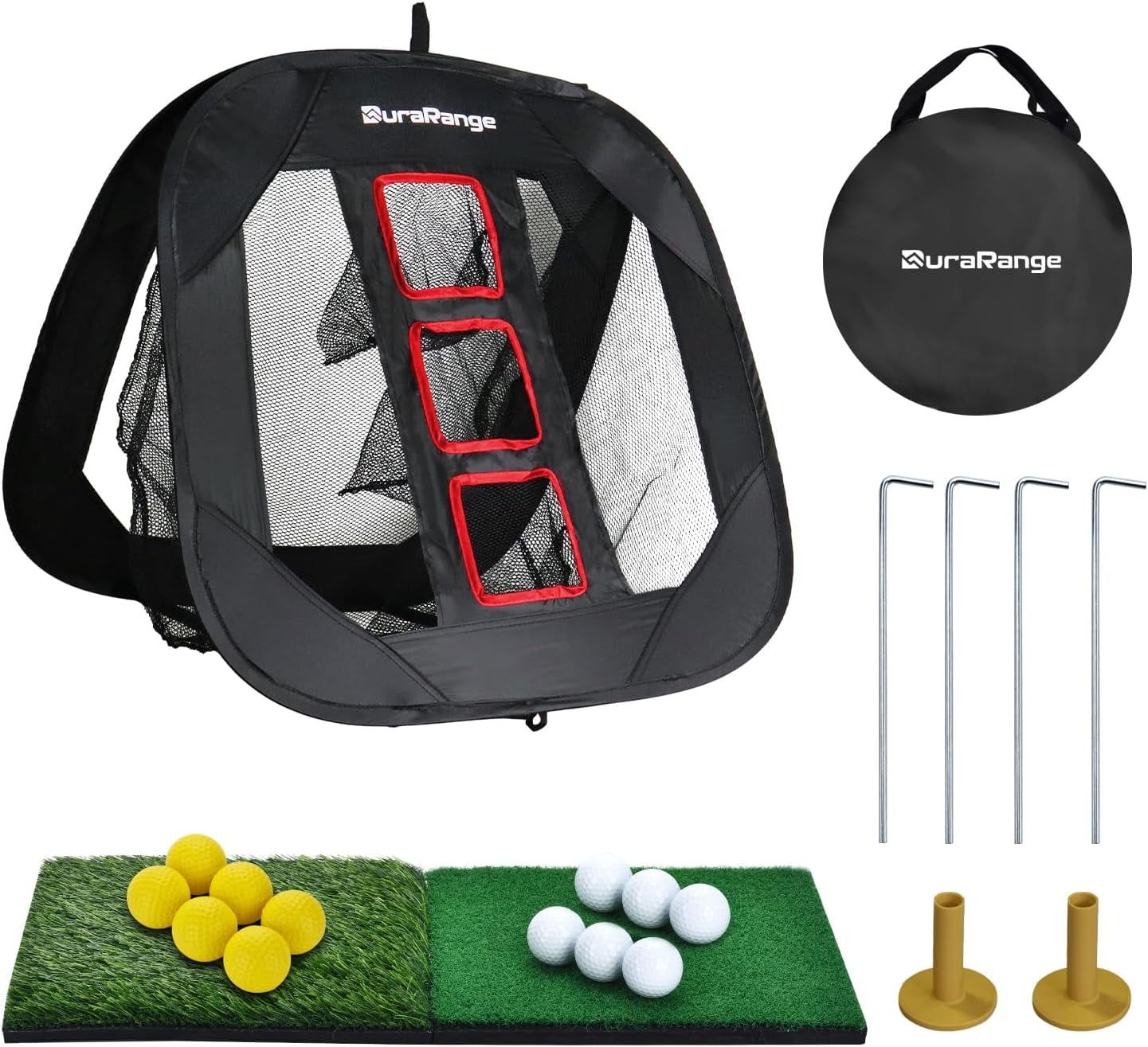 Pop-up Golf Chipping Net Set - Foldable Training Kit with 2 Hitting ...
