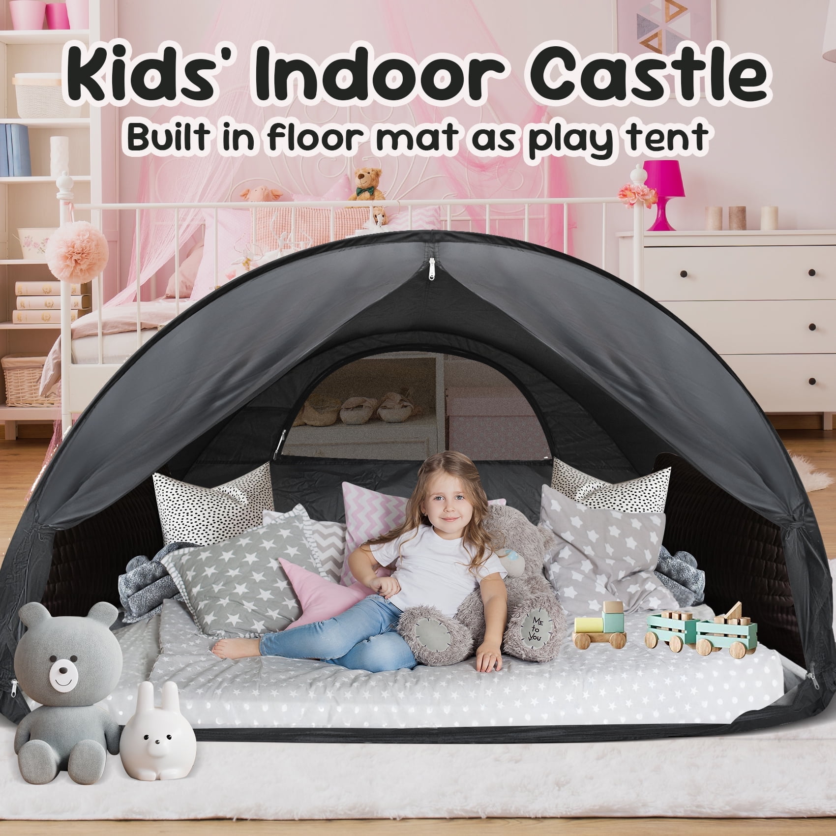 Twin Size Bed Tent Canopy - Pop Up Privacy Sleeping Tent for Indoor Use ...