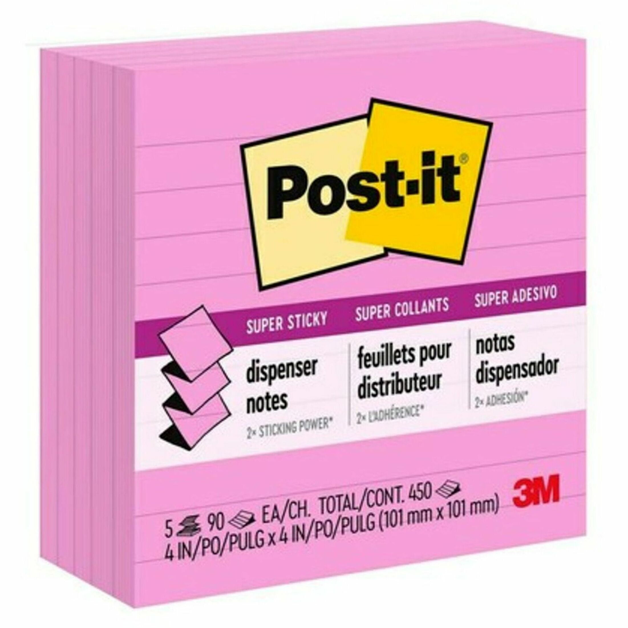 Pop-up Notes Refill Lined, 4 x 4, Neon Pink, 90-Sheet, 5/Pack - Walmart.com
