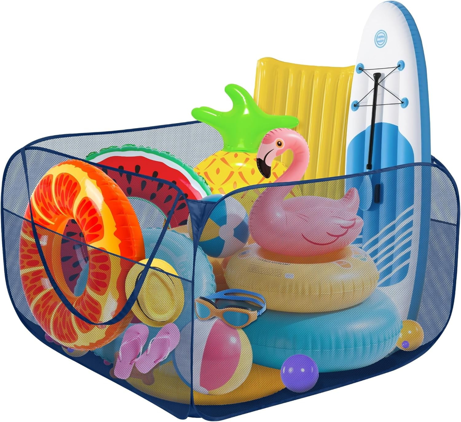 Pop-up Pool Toy Storage Bin 47 x 47 x 31 Inch Mesh Pool Organizer Bag ...