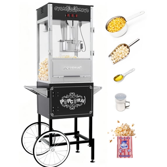 PopBria Commercial Popcorn Machine with Cart, Authentic 16oz Kettle ...