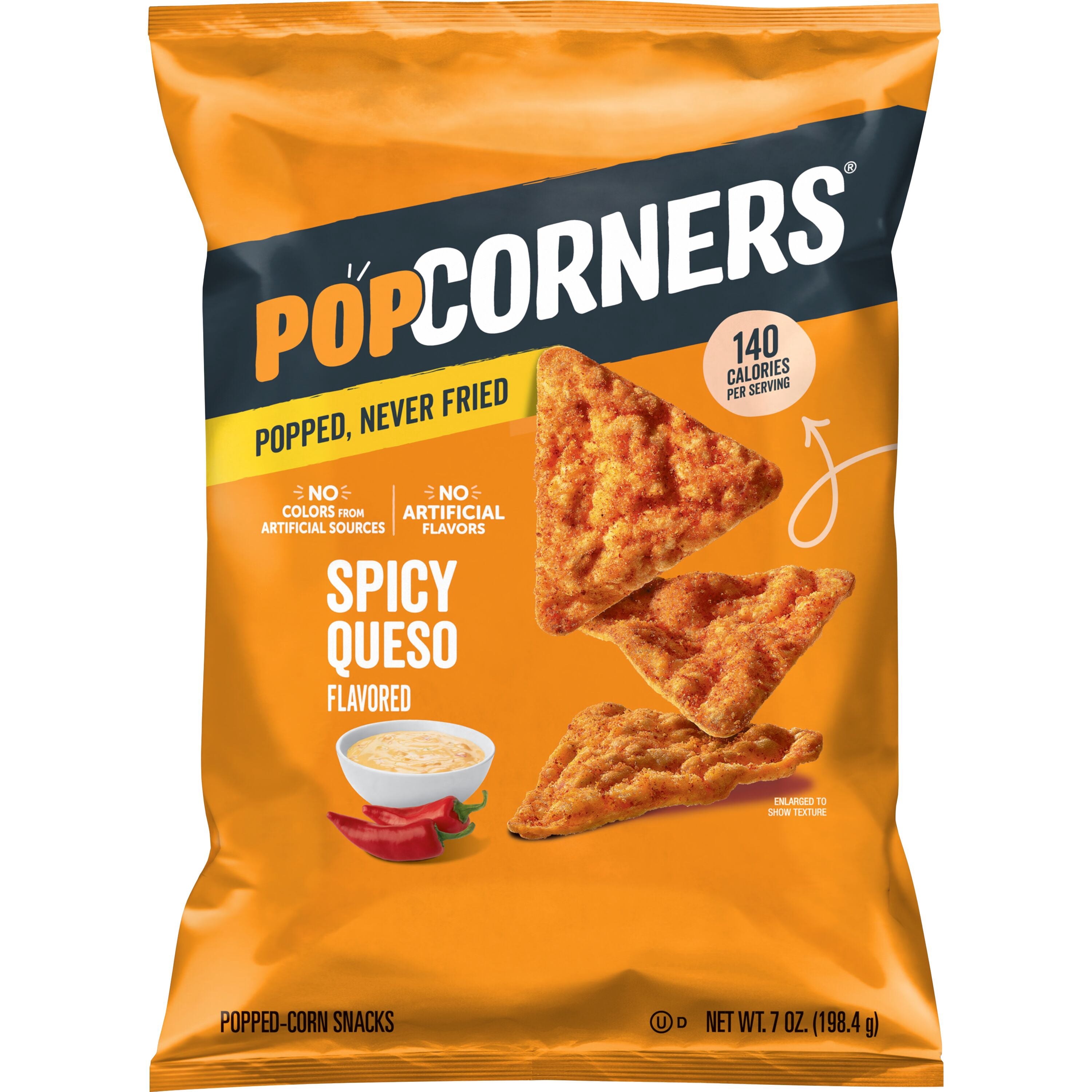 PopCorners Spicy Queso Flavored Popped Corn Chips 7 Ounce Bag - Low ...