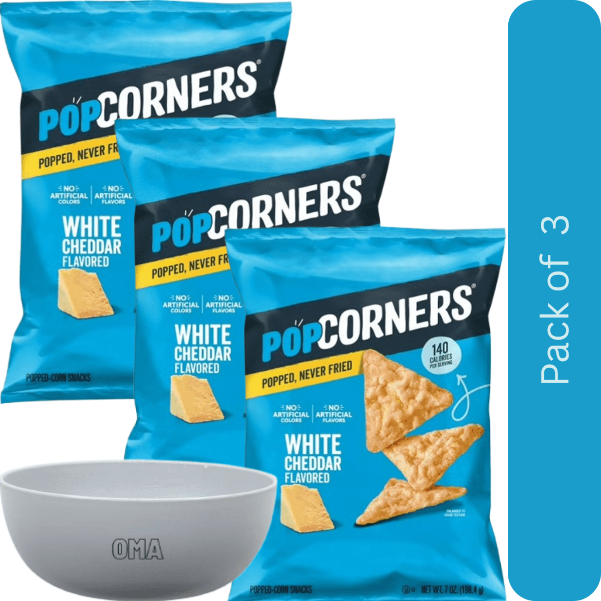 PopCorners White Cheddar Popped Corn Chips, 3 Pack (7 oz Each) – with ...