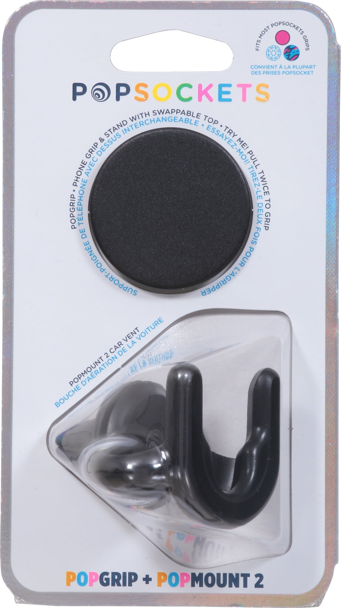 PopSockets PopGrip Phone Grip & Stand + PopMount 2 Car Vent - Black ...