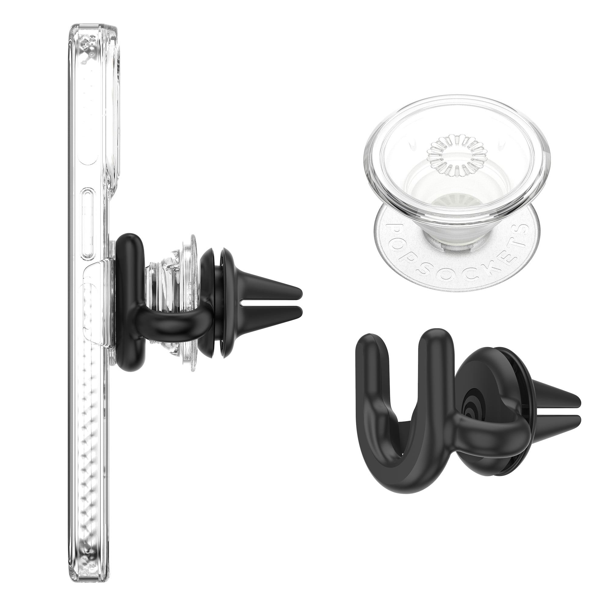 PopSockets PopGrip Phone Grip & Stand + PopMount 2 Car Vent - Clear ...