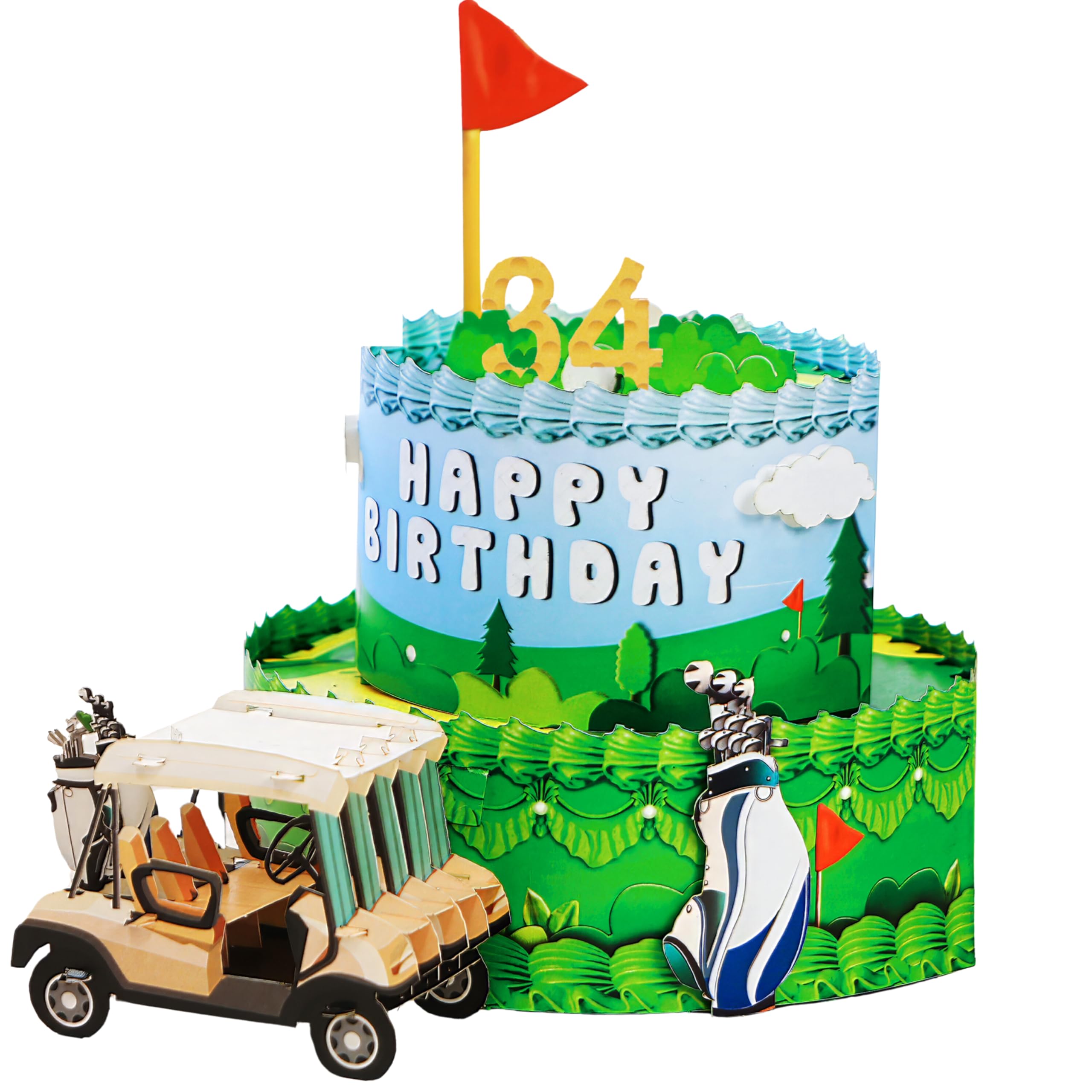 PopUpia Golf Birthday Card - 3D Personalized, Funny, Handmade Birthday ...