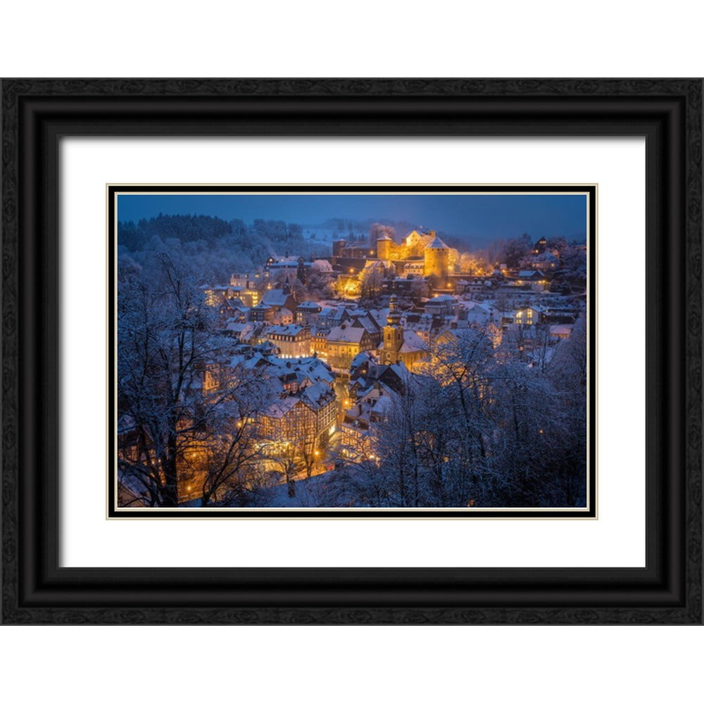 Popan, Adrian 18x13 Black Ornate Wood Framed with Double Matting Museum ...