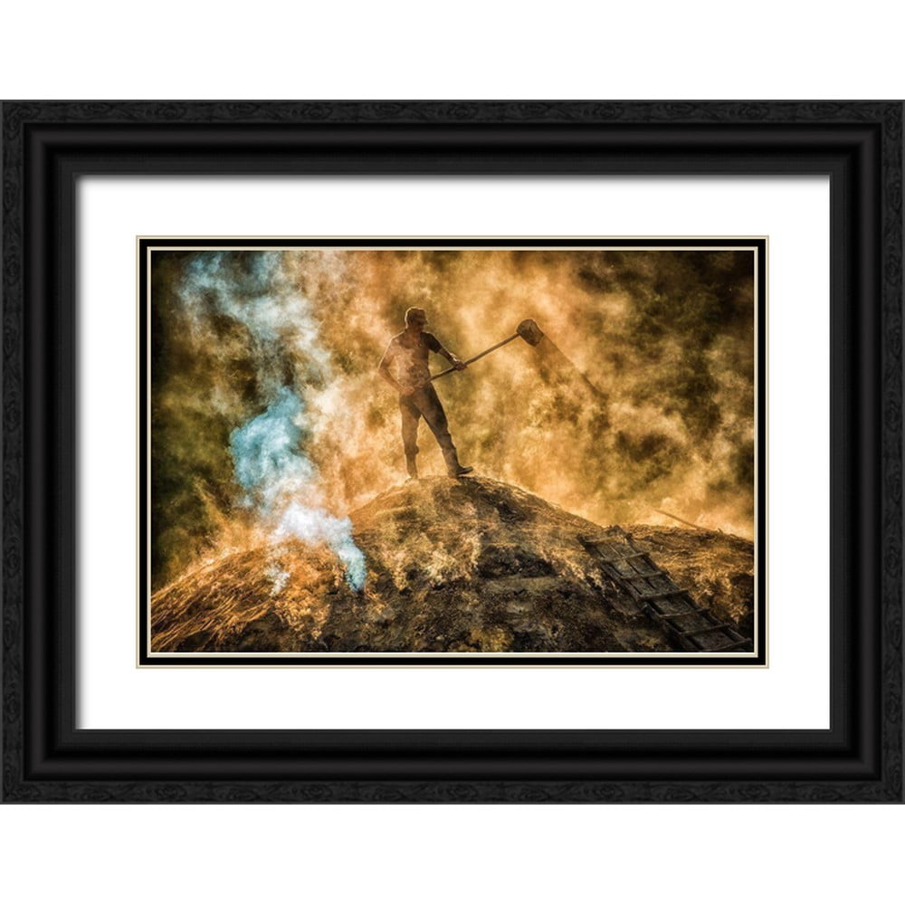 Popan, Adrian 24x17 Black Ornate Wood Framed with Double Matting Museum ...