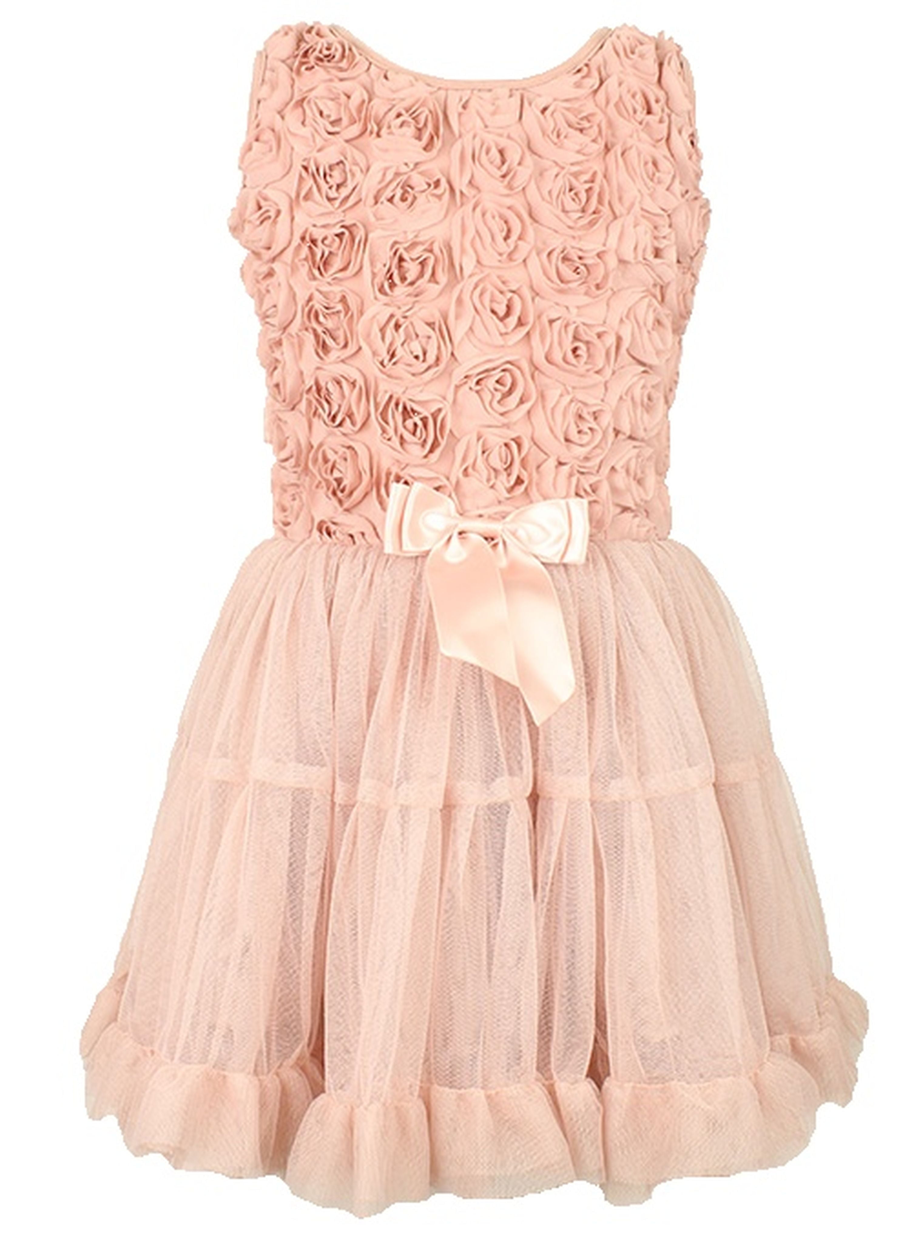 Popatu Dusty Rose Rosette Tulle Petti Dress, Little Girls' XS - Walmart.com