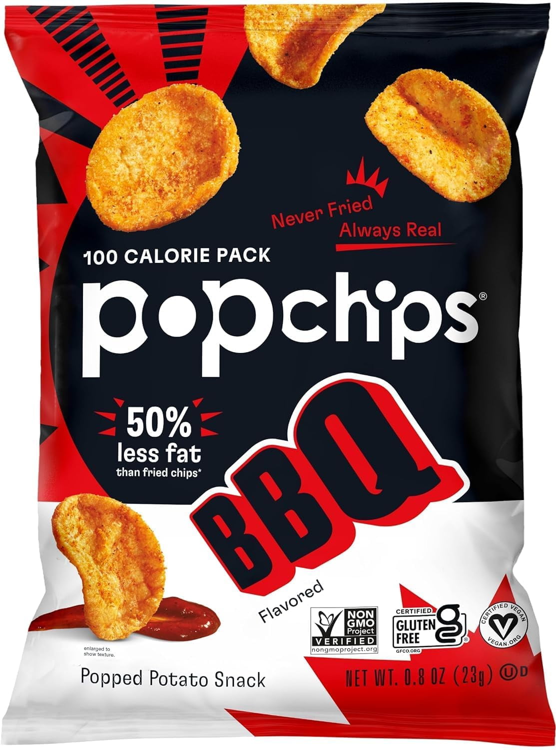 Popchip - Potato Chips All Natural Barbeque - 0.8 oz. (Pack of 24 ...