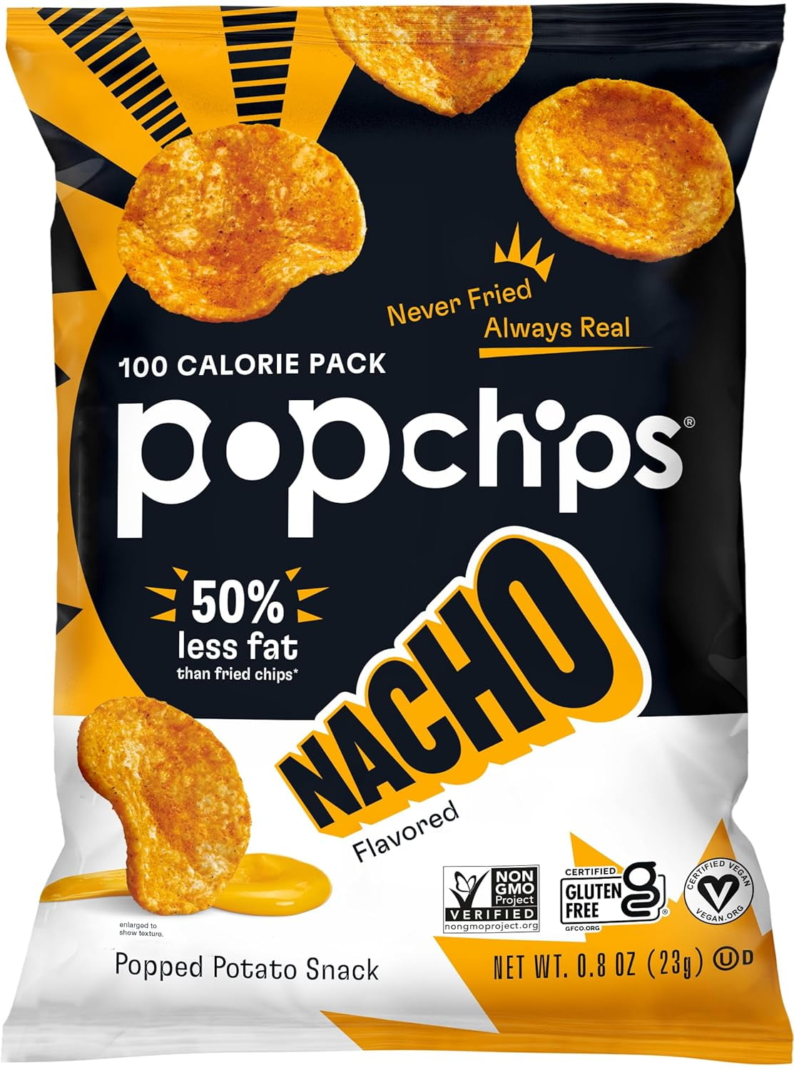 Popchips Nacho Potato Chips, 0.8 oz (Pack - 24) - Walmart.com