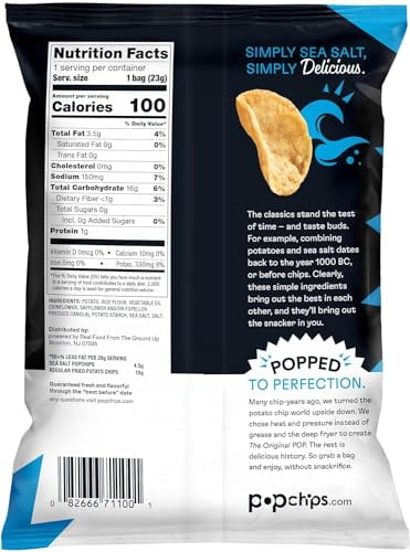Popchips Potato Chips, Sea Salt Flavor, 0.8oz (Pack of 24) - Walmart.com