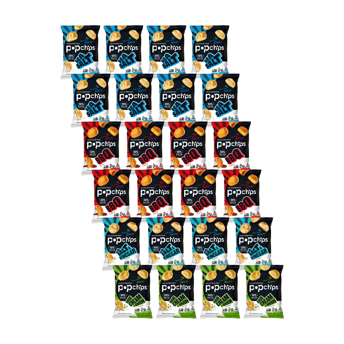 Popchips Potato Chips Variety Pack, Single Serve 0.8 Ounce Bags (Pack ...