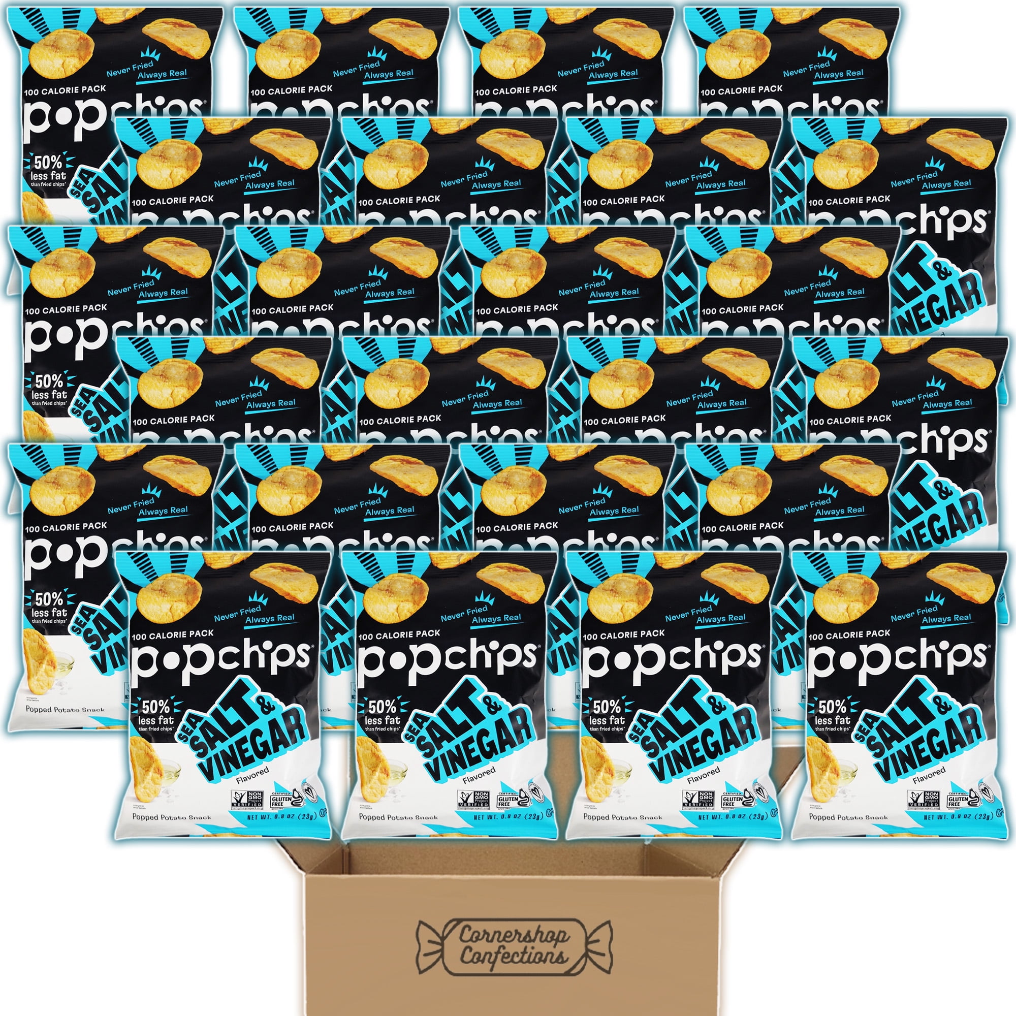 Popchips Sea Salt & Vinegar Bulk Pack - 24 Individually Sealed 0.8 ...