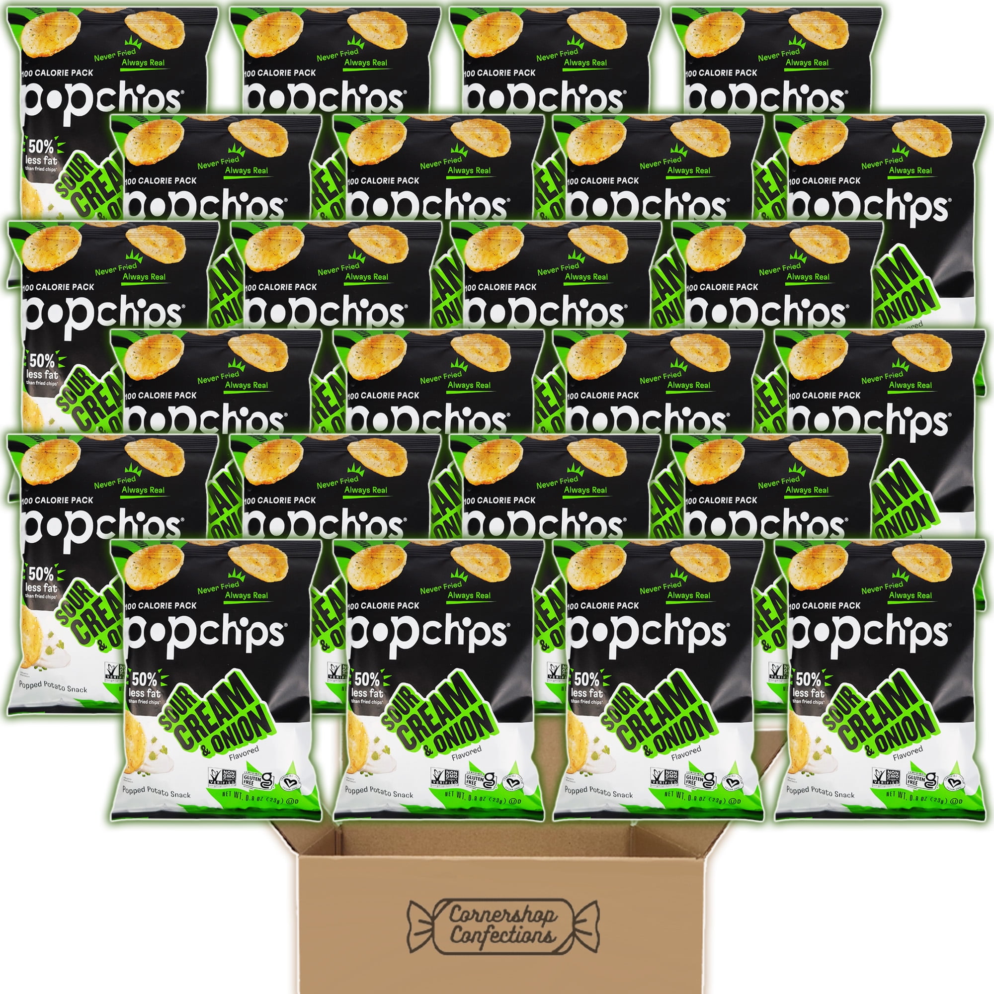 Popchips Sour Cream & Onion Bulk Pack - 24 Individually Sealed 0.8 ...