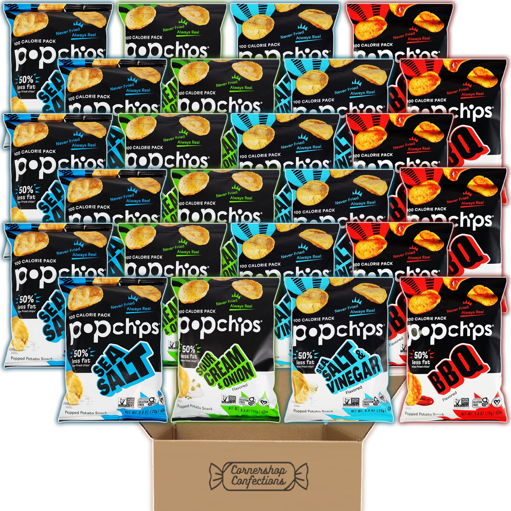 Popchips Variety Pack - 4 Flavors - Sea Salt, Sea Salt & Vinegar, Sour ...