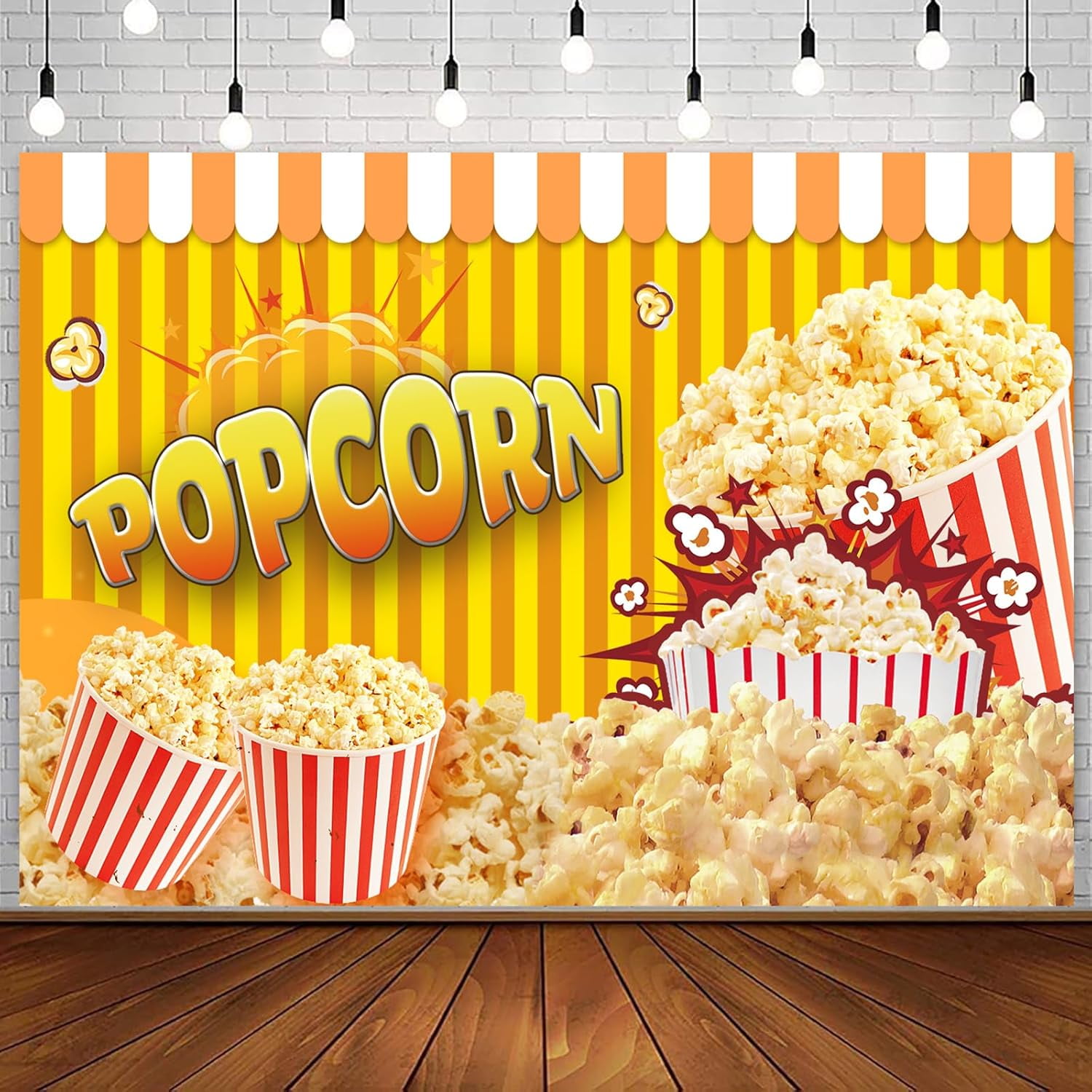 Popcorn Backdrop for Party Photography Movie Night Circus Carnival ...