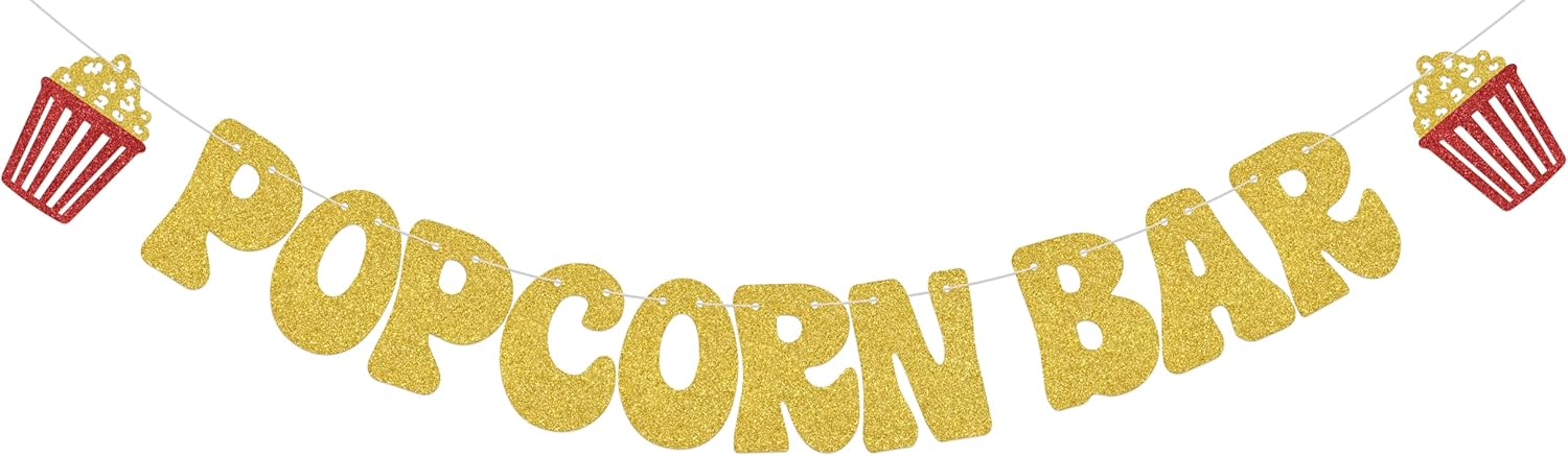 Popcorn Bar Banner - Movie Birthday Party Decoration - Funny Popcorn ...