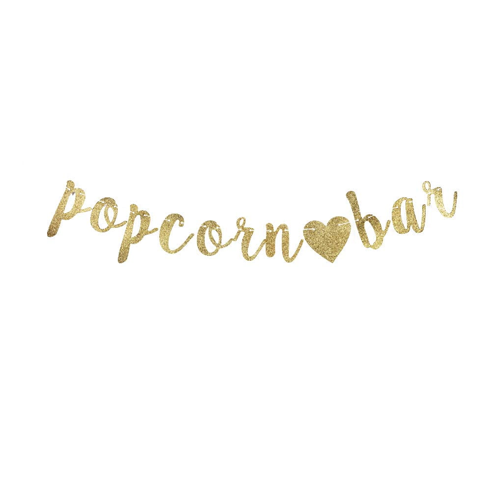 Popcorn Bar Banner, Popcorn Themed Kids Birthday Party Decorations Gold ...