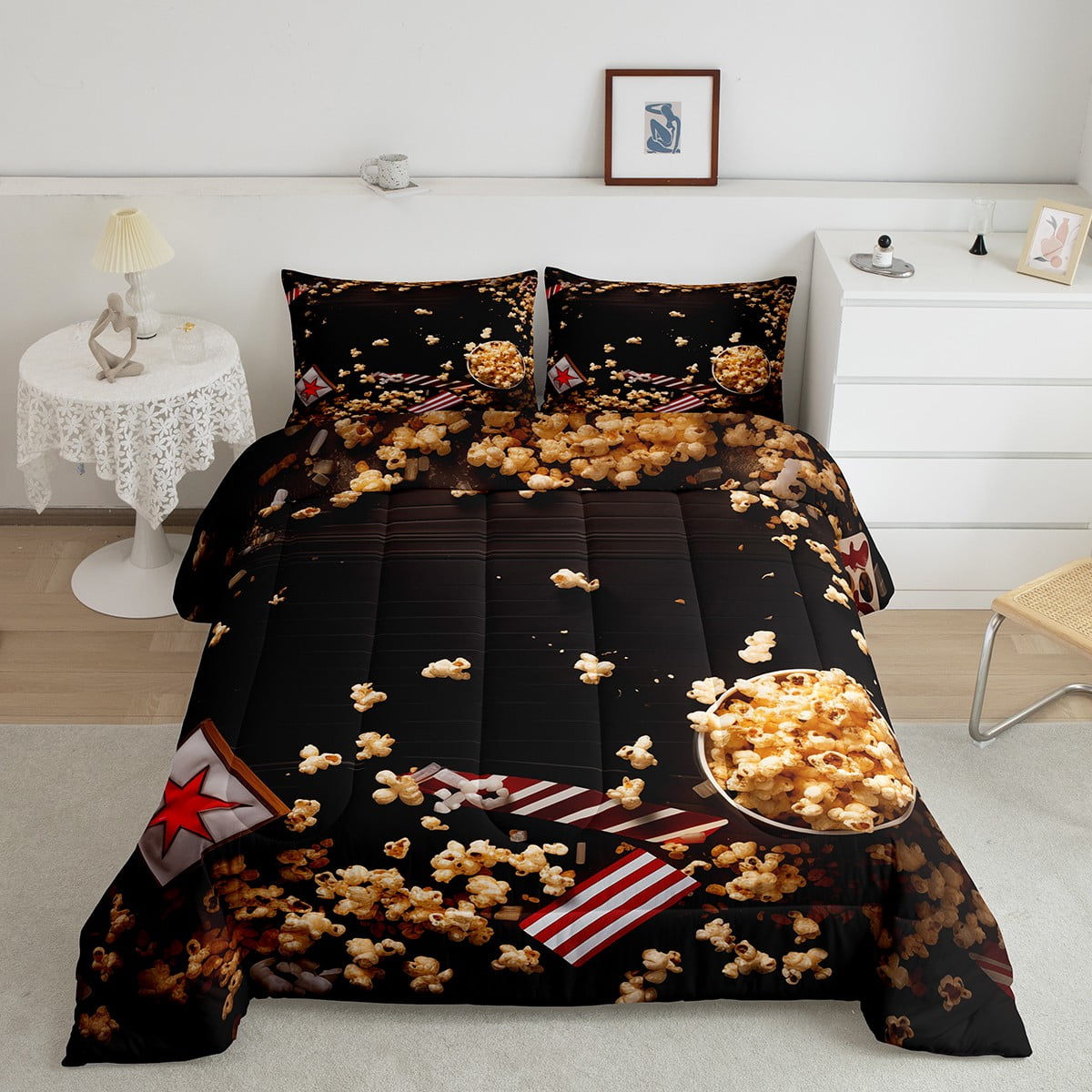 Popcorn Bedding Full Size for Boys Girls Family Home Theater Decor ...
