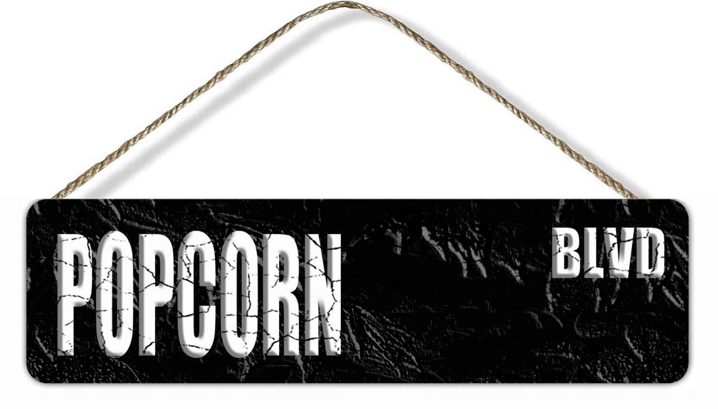 Popcorn Blvd Street Wooden Hanging Sign Plaque With Rope Wall Home ...