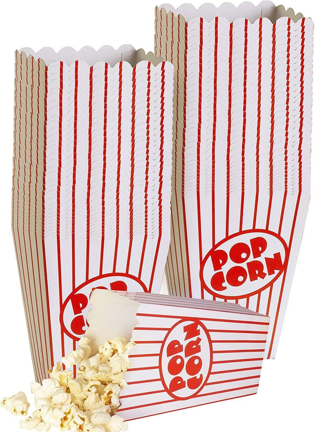 Popcorn Boxes for Party 40 pack - Paper Popcorn Buckets - Red and White ...