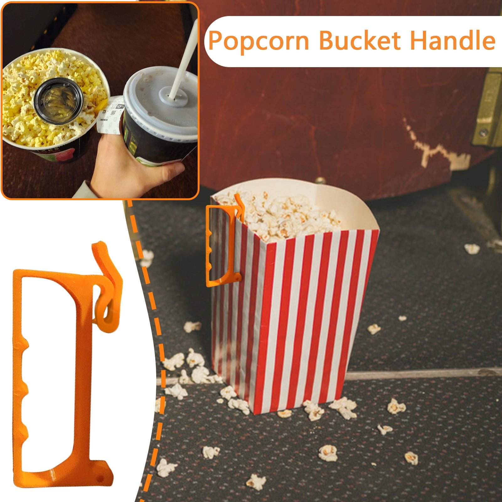 Popcorn Bucket Handle for Every Movie Goer-Universal Carrier for Round ...