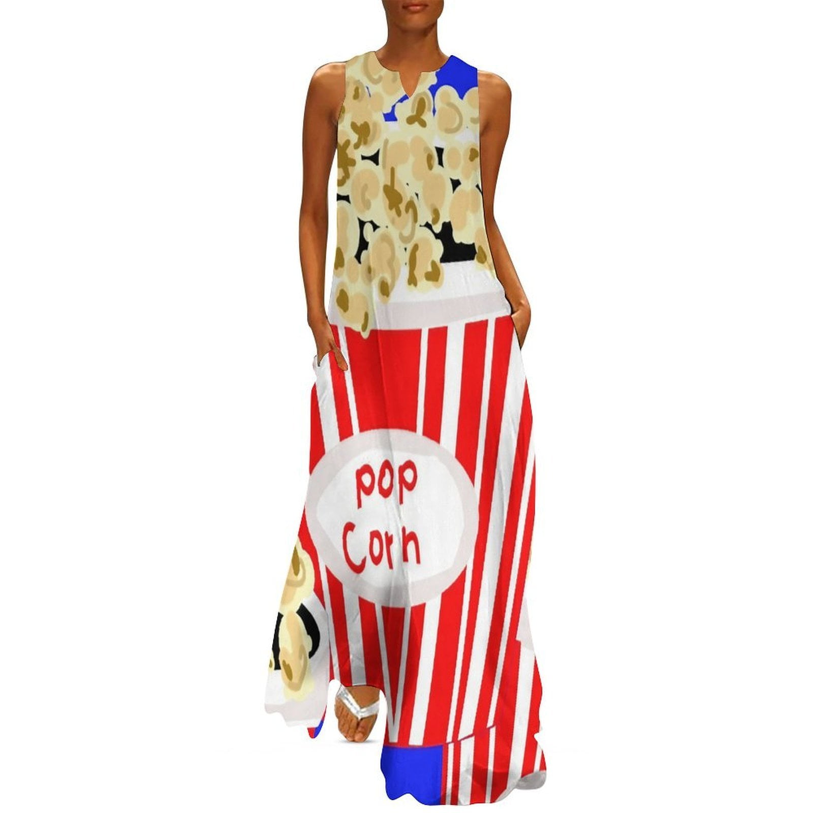 Popcorn Bucket Pattern Long Dress Women's summer dress women's evening ...
