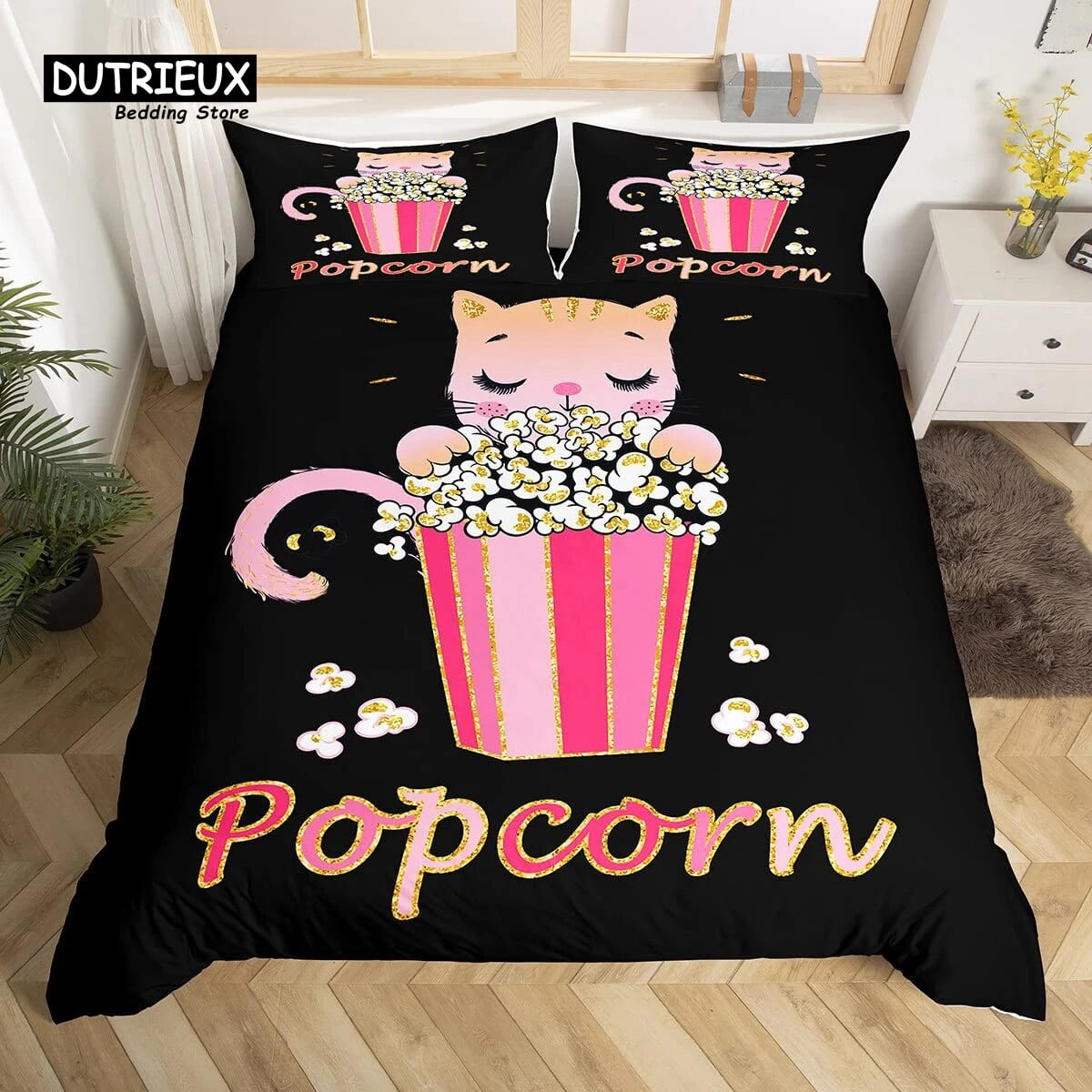 Popcorn Duvet Cover Movie Theater Food Bedding Set Microfiber Cinema ...