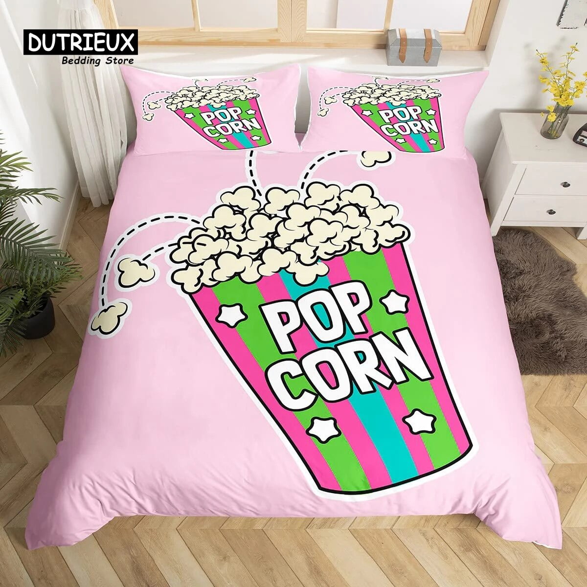 Popcorn Duvet Cover Movie Theater Food Bedding Set Microfiber Cinema ...