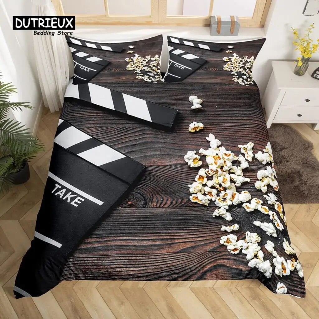 Popcorn Duvet Cover Movie Theater Food Bedding Set Microfiber Cinema ...
