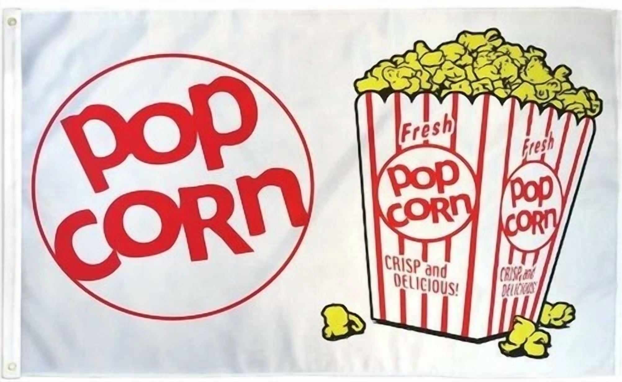 Popcorn Flag 3X5 Advertising Sign Banner Snack Bar Cart Movie Theater ...