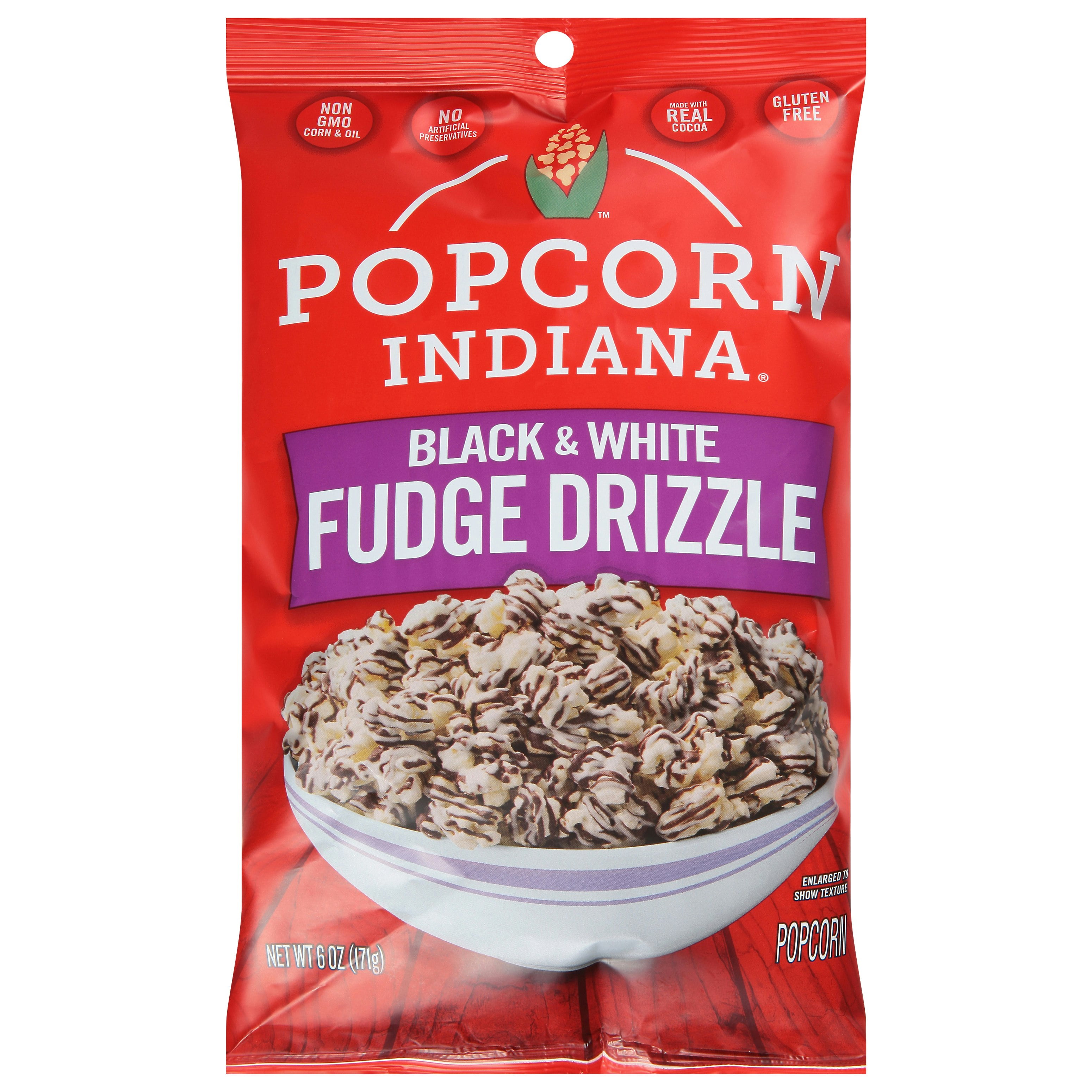 Popcorn Indiana Popcorn Drizzled Chocolate Black & White 6 oz (Pack of ...