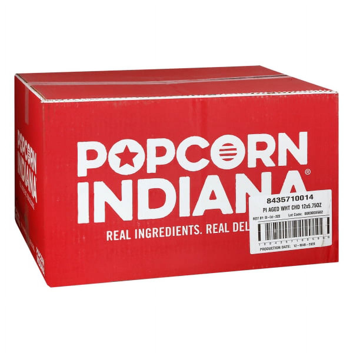 Popcorn Indiana White Cheddar Popcorn, 5.75 oz Pack of 12, Cheesy Snack ...
