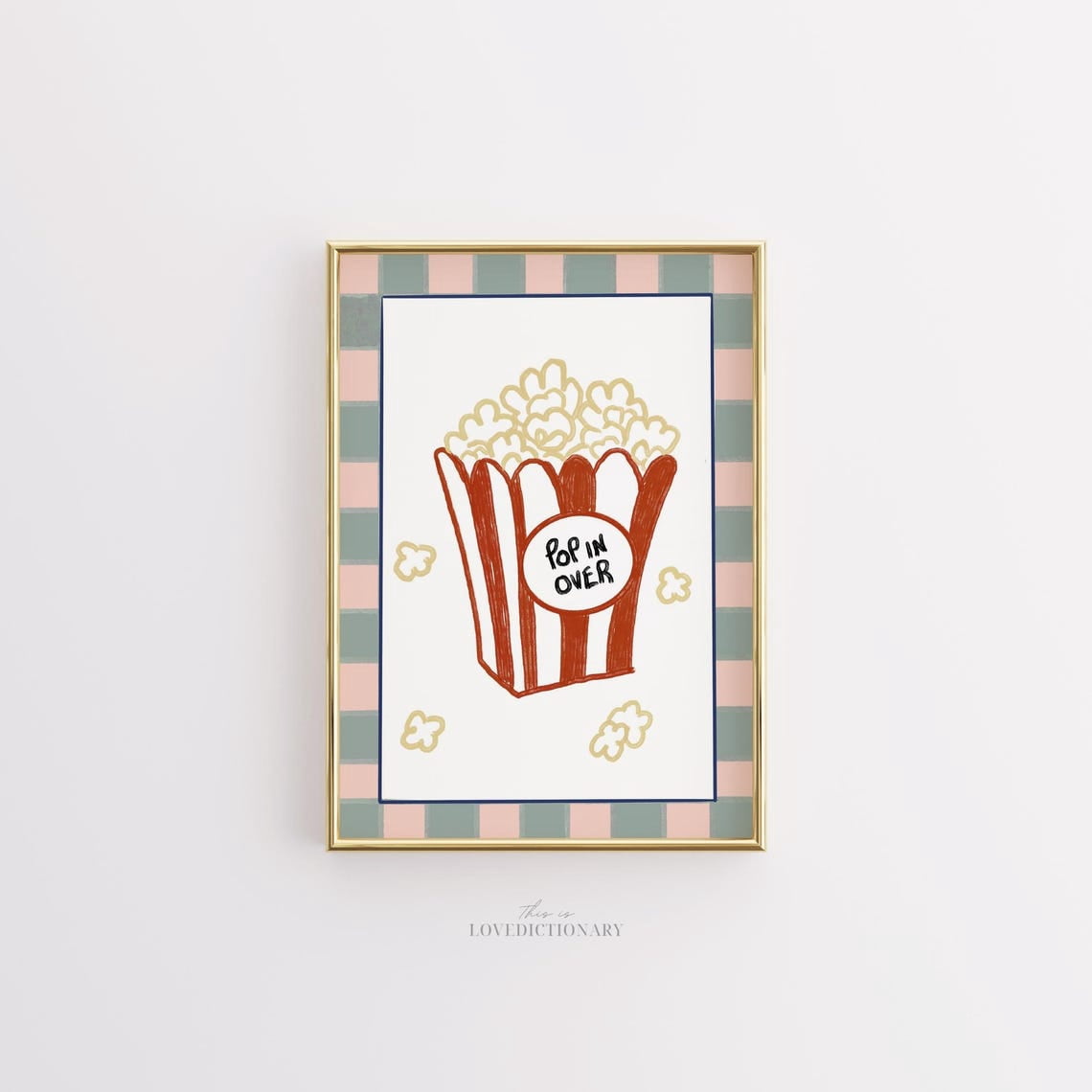 Popcorn Kitchen Wall Art Retro Movie Snack Decor, Unframed Paper Print ...