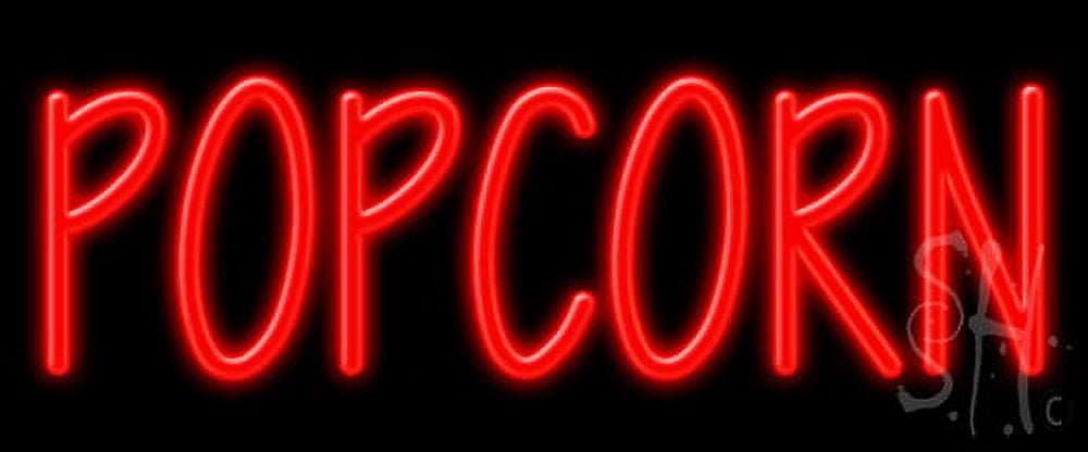 Popcorn LED Neon Sign 6" Tall x 15" Wide - inches Black Square Cut ...