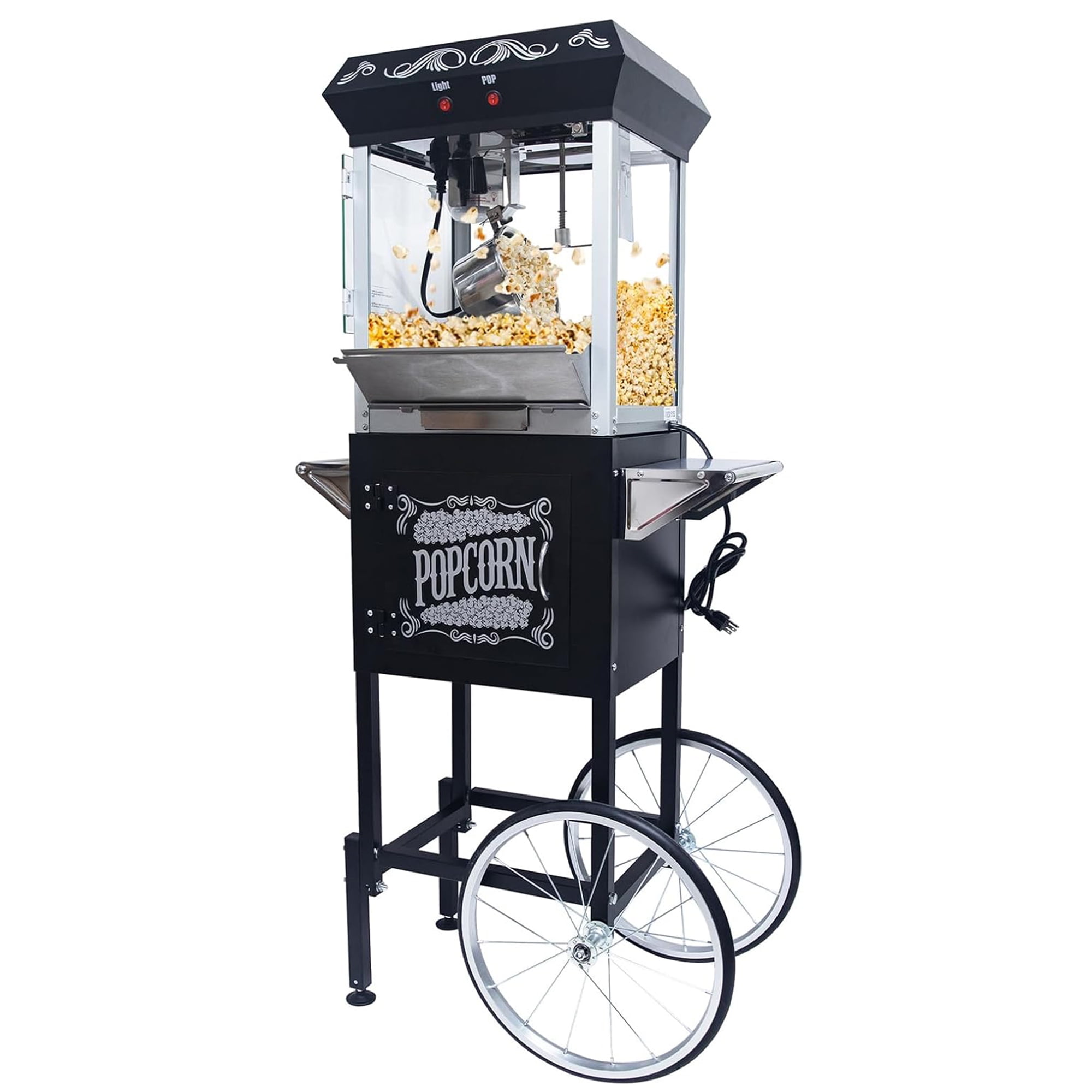 Popcorn Maker Machine, Professional Cart With 8 Oz Kettle Makes Up to ...