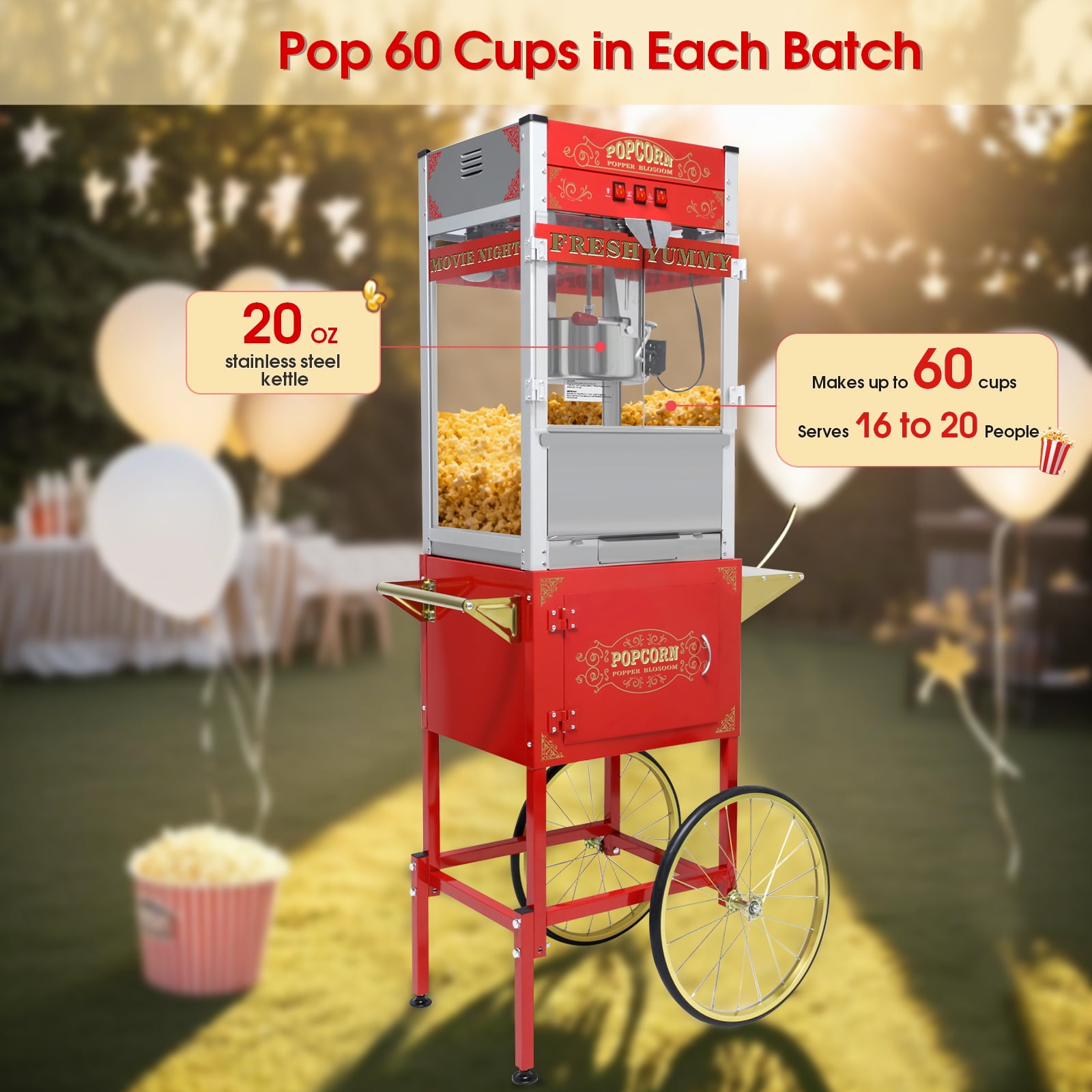 Popcorn Machine with Cart: This popcorn machine on wheels combines an ...