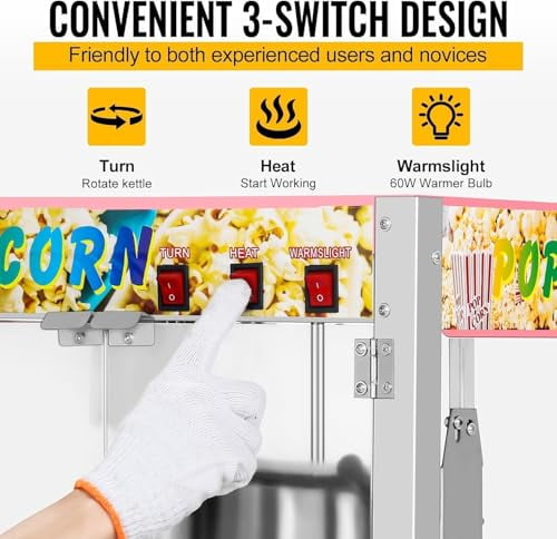 Popcorn Machine, Commercial Popcorn Popper Machine with 8Oz Kettle ...