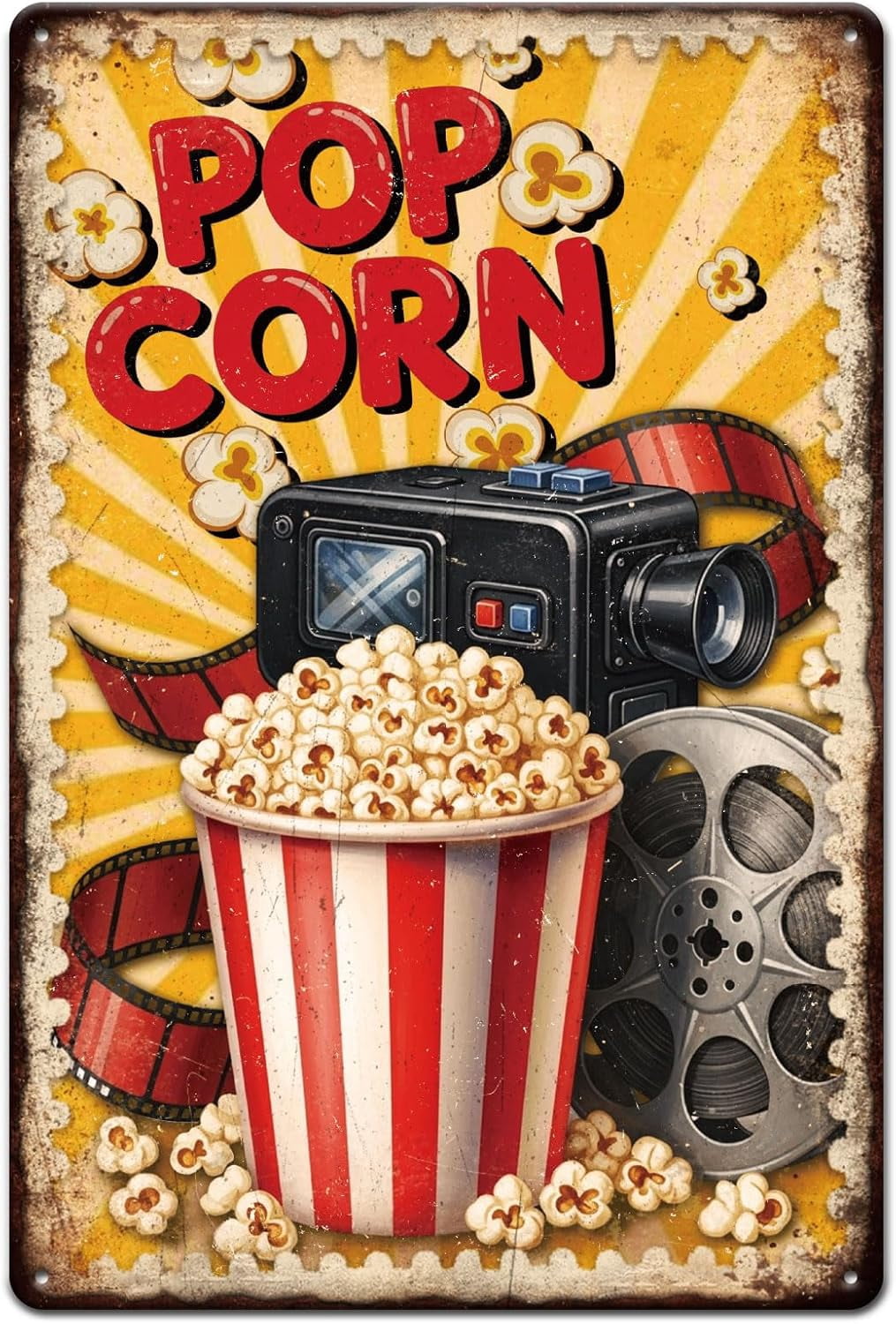 Popcorn Movie Theater Metal Tin Sign "Popcorn" Vintage Painting Tin ...
