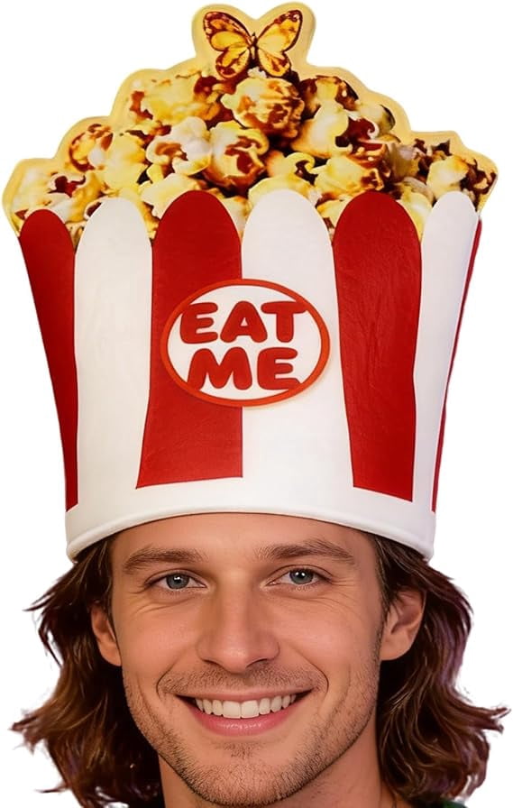 Popcorn Pattern Food Hat, Fun Costume Cap Accessory for Carnival ...