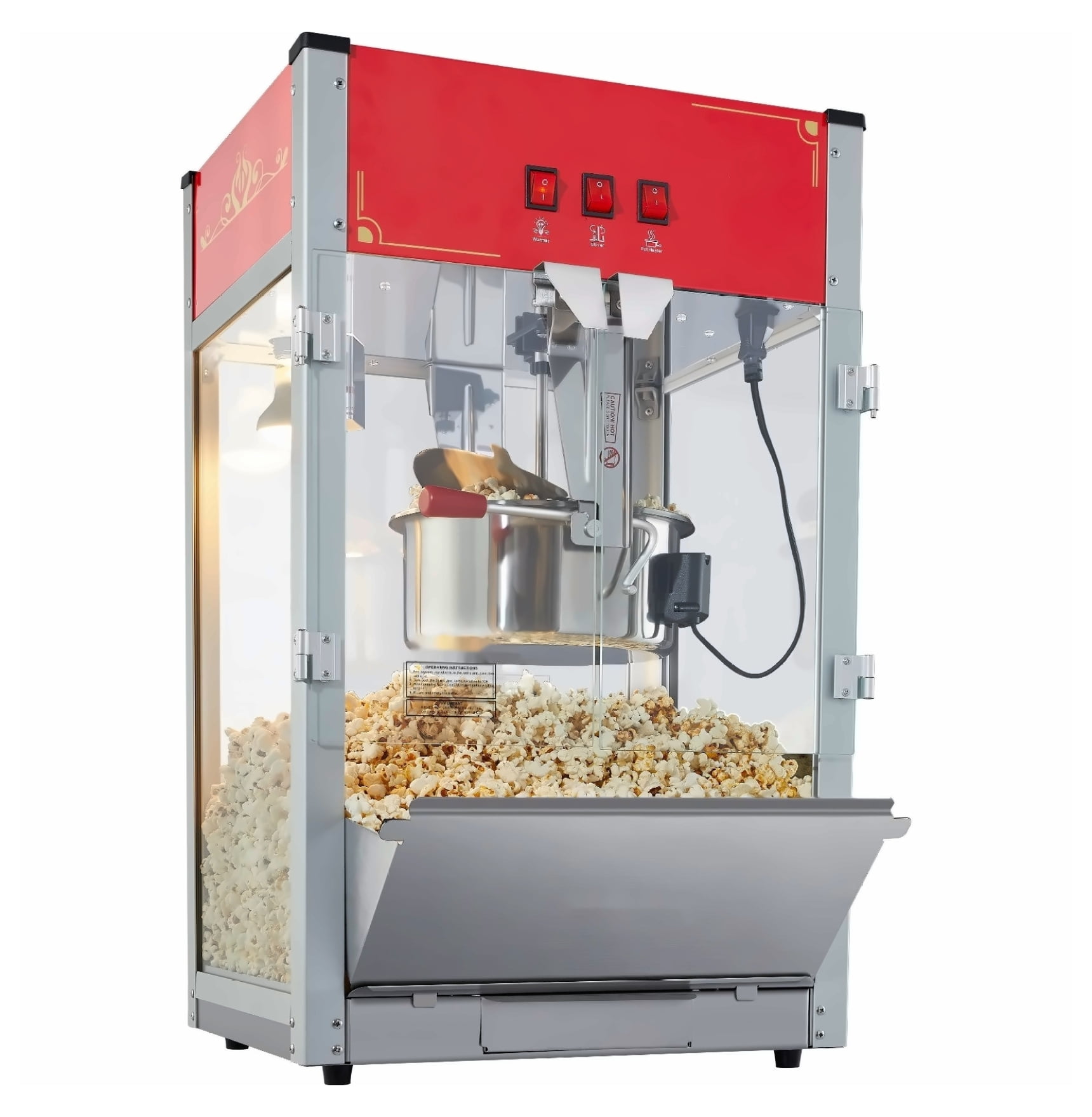 Popcorn Popper Machine 12 Oz - 1440W Countertop Popcorn Maker, 80 Cups ...