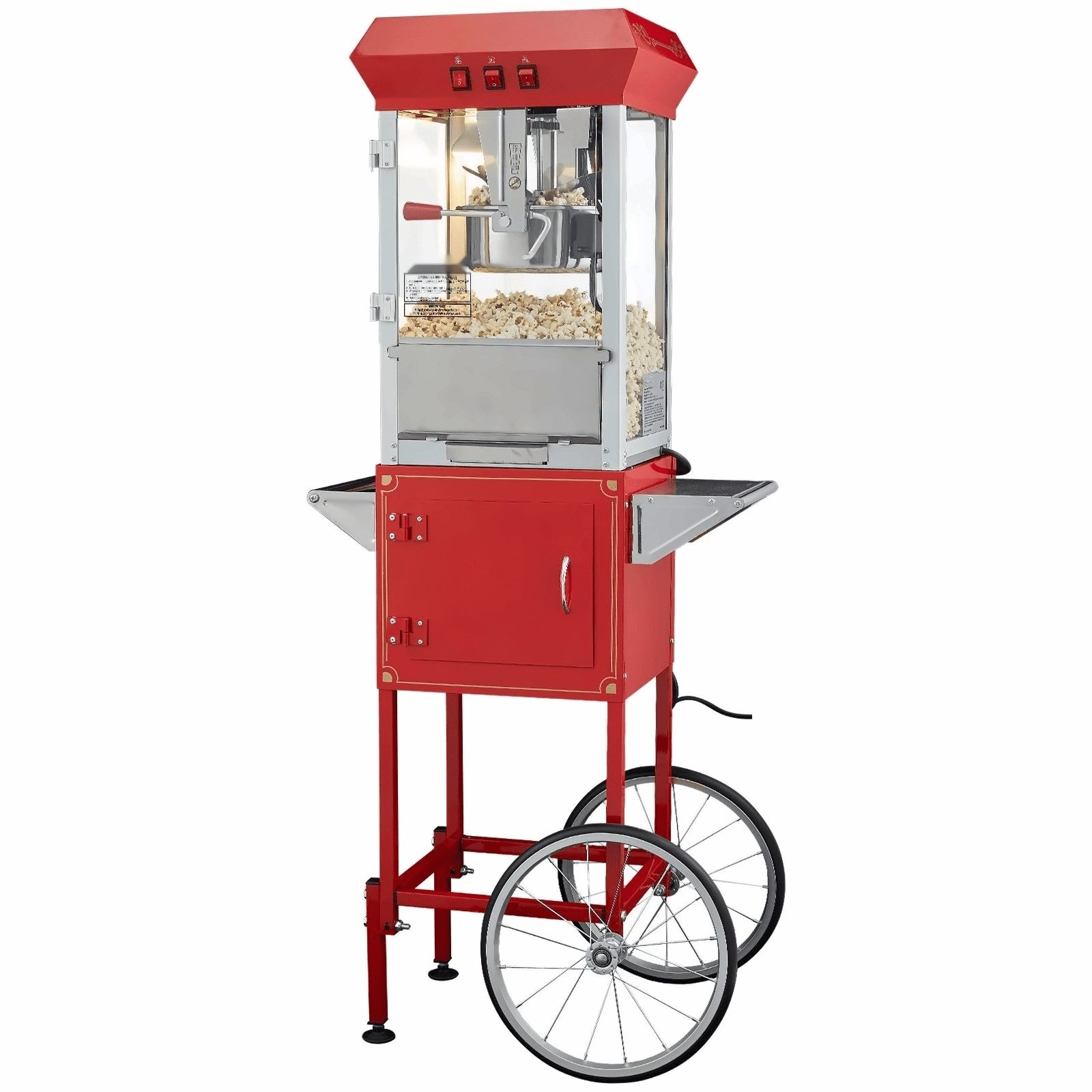 Popcorn Popper Machine 8 Oz, Red Popcorn Cart Maker 850W - Commercial ...