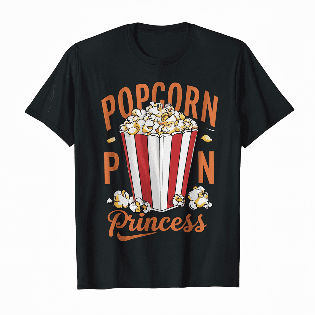 Popcorn Princess Adorable Vintage Cinema Buff T-Shirt - Walmart.com