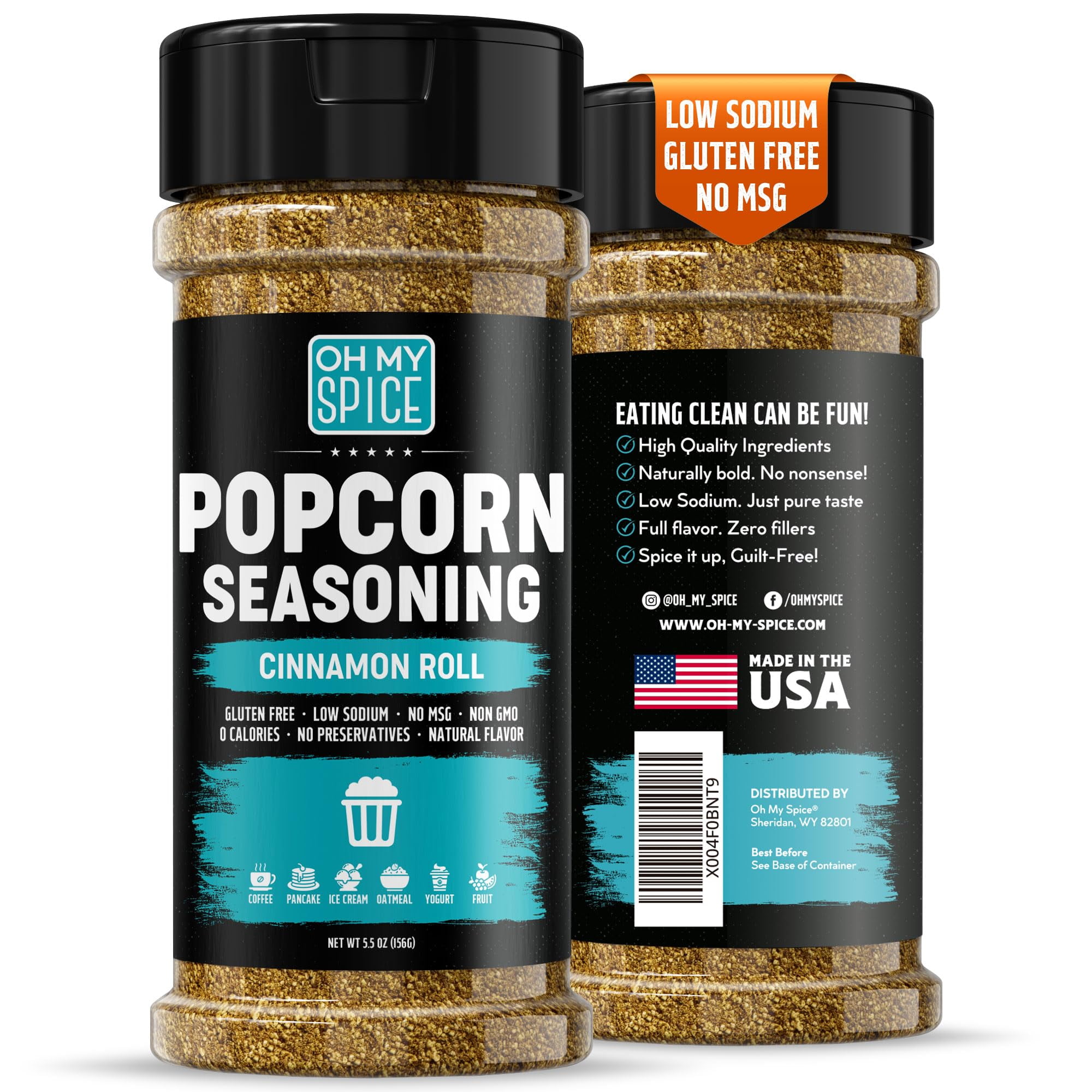 Popcorn Seasoning Buttery Cinnamon BCF26 Roll Mix - Gluten Sodium ...