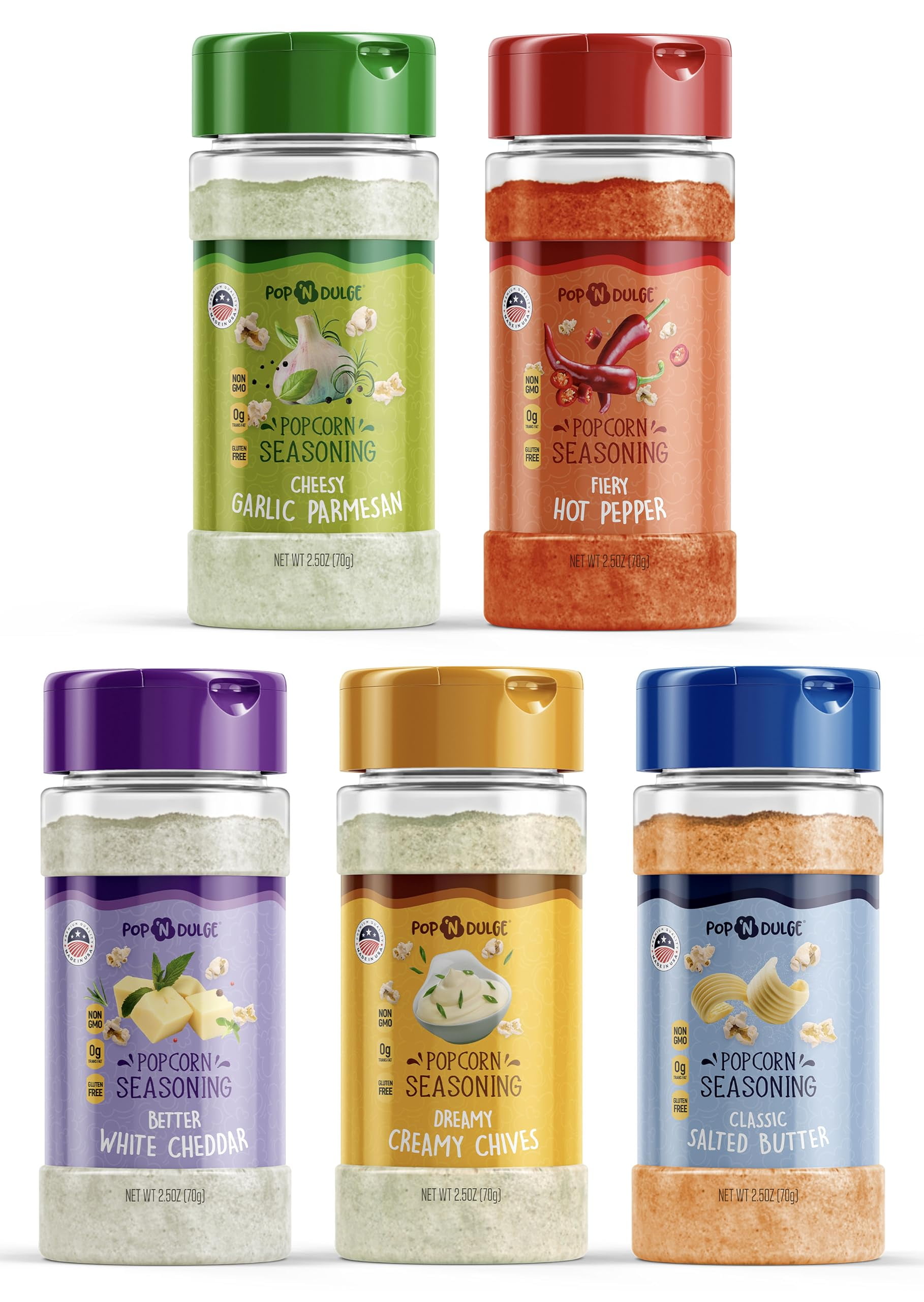 Popcorn Seasoning Variety Pack, DMF15 5 Gourmet Popcorn Flavoring Kit 2 ...