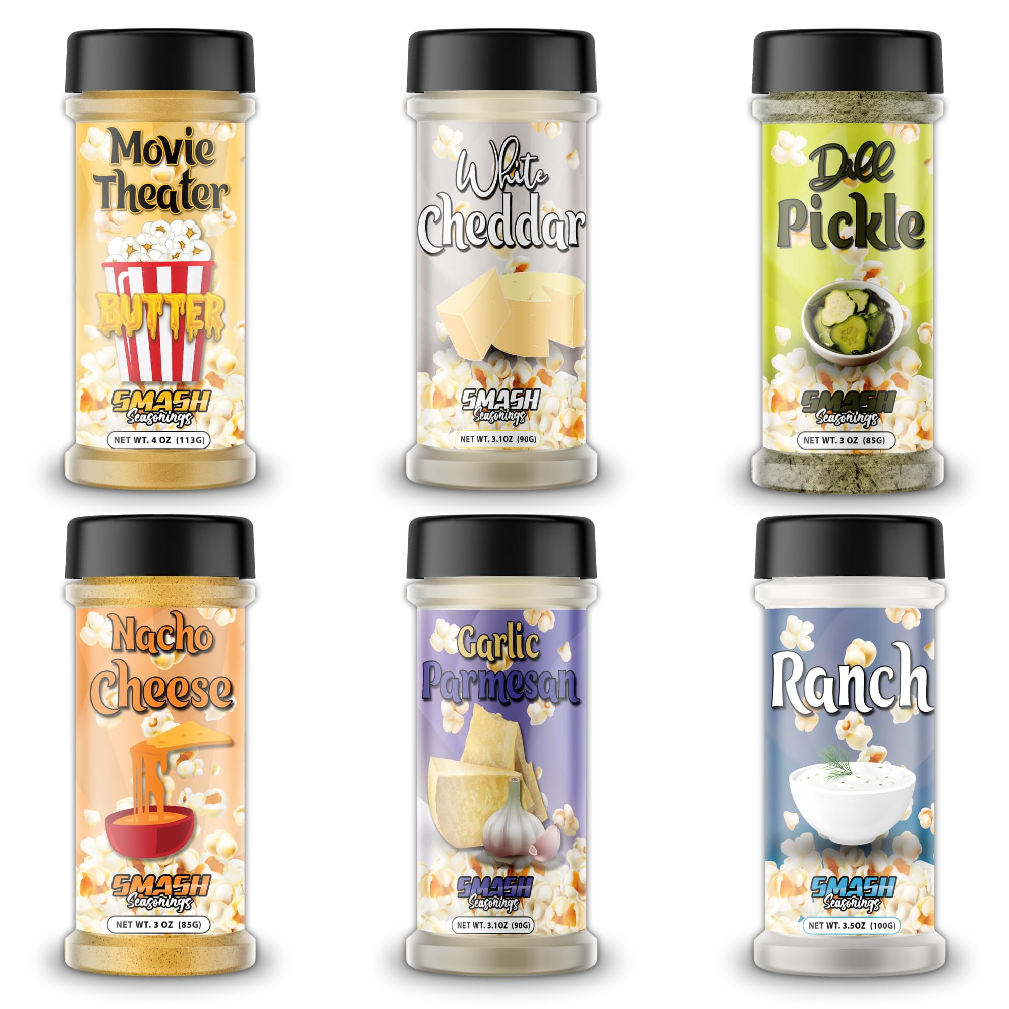 Popcorn Seasoning Variety Pack DMF15 6 Irresistible Flavors! White ...